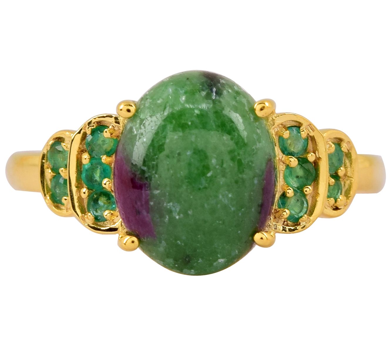 14K Gold Plated 3.50 cttw Ruby Zoisite & Emerald Ring - QVC.com