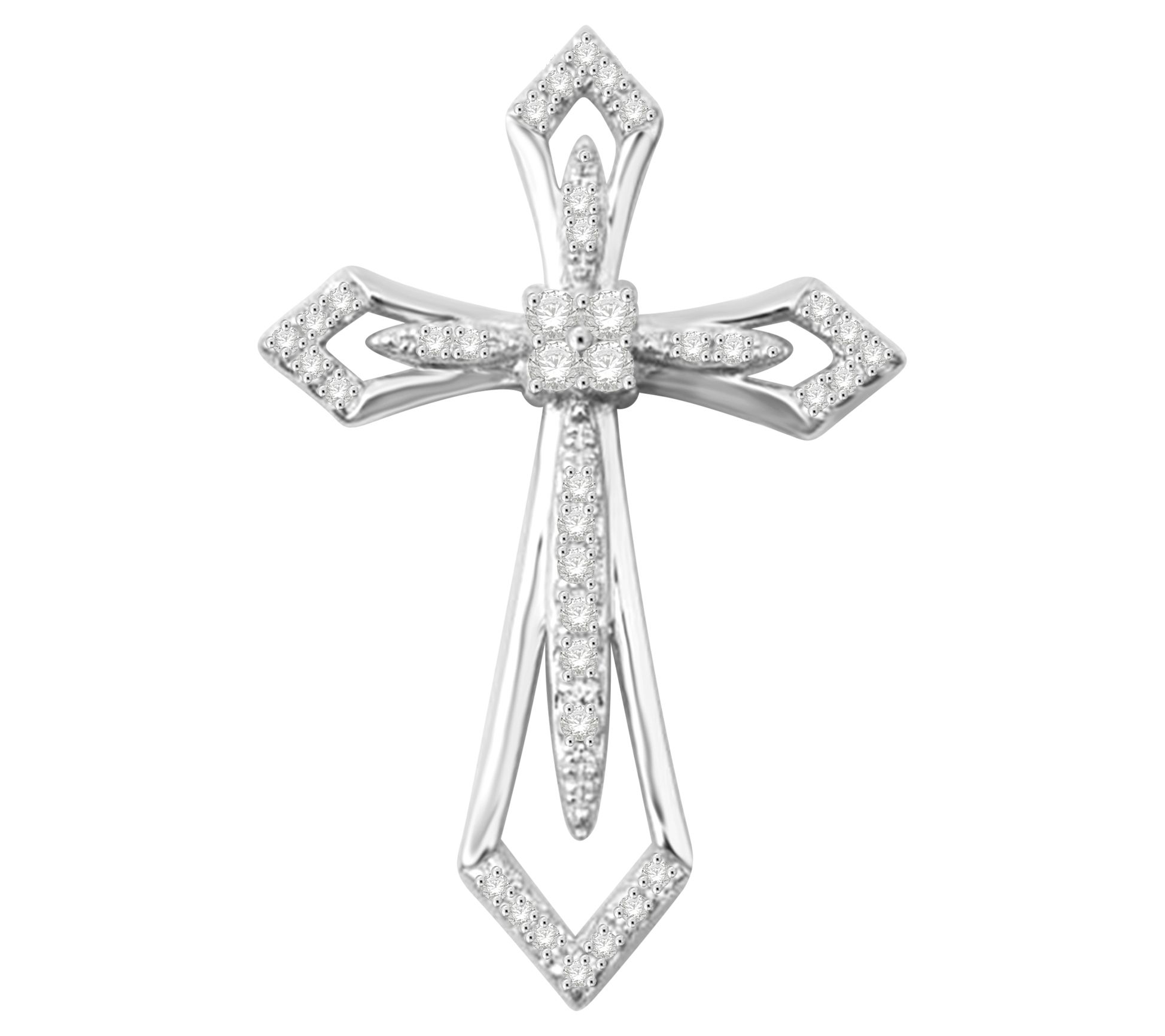 Affinity 0.25 Cttw Diamond Cross Pendant w/ Cha in, 14K Gold - QVC.com