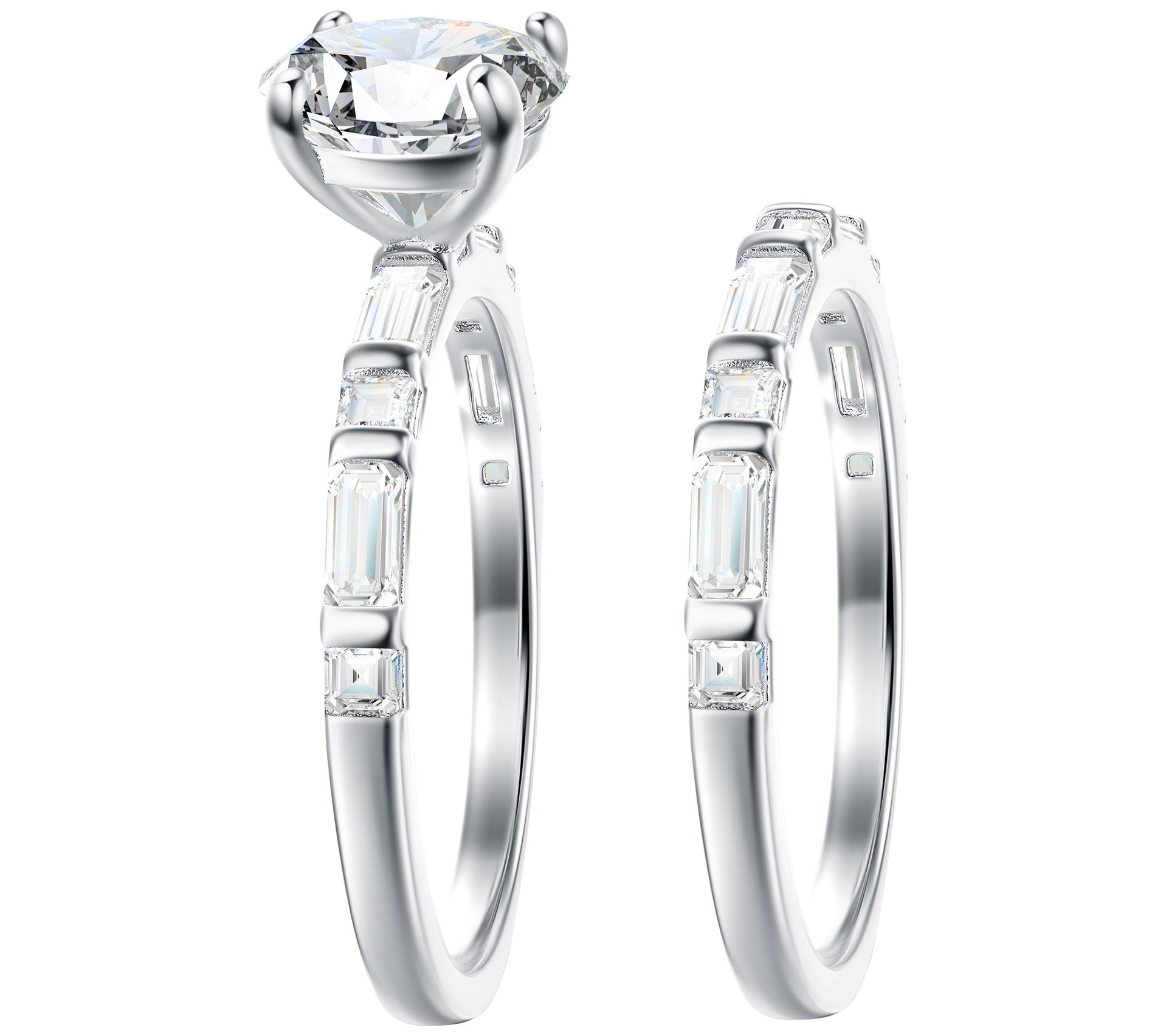 Diamonique 4.30 cttw 2-Piece Bridal Ring Set Ring, Sterling - QVC.com