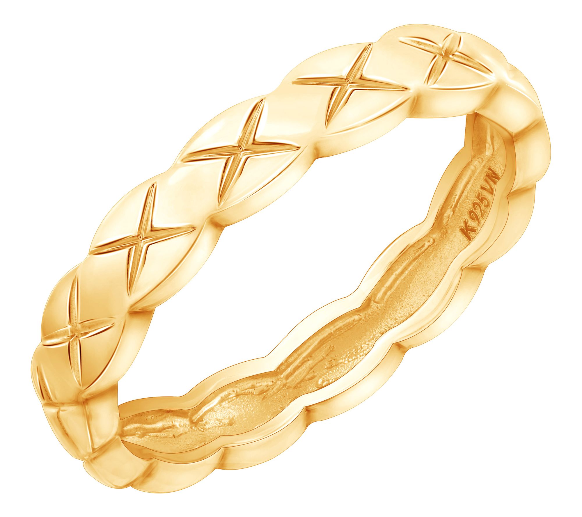 14K Gold Plated Thin Quilted Band Ring - QVC.com