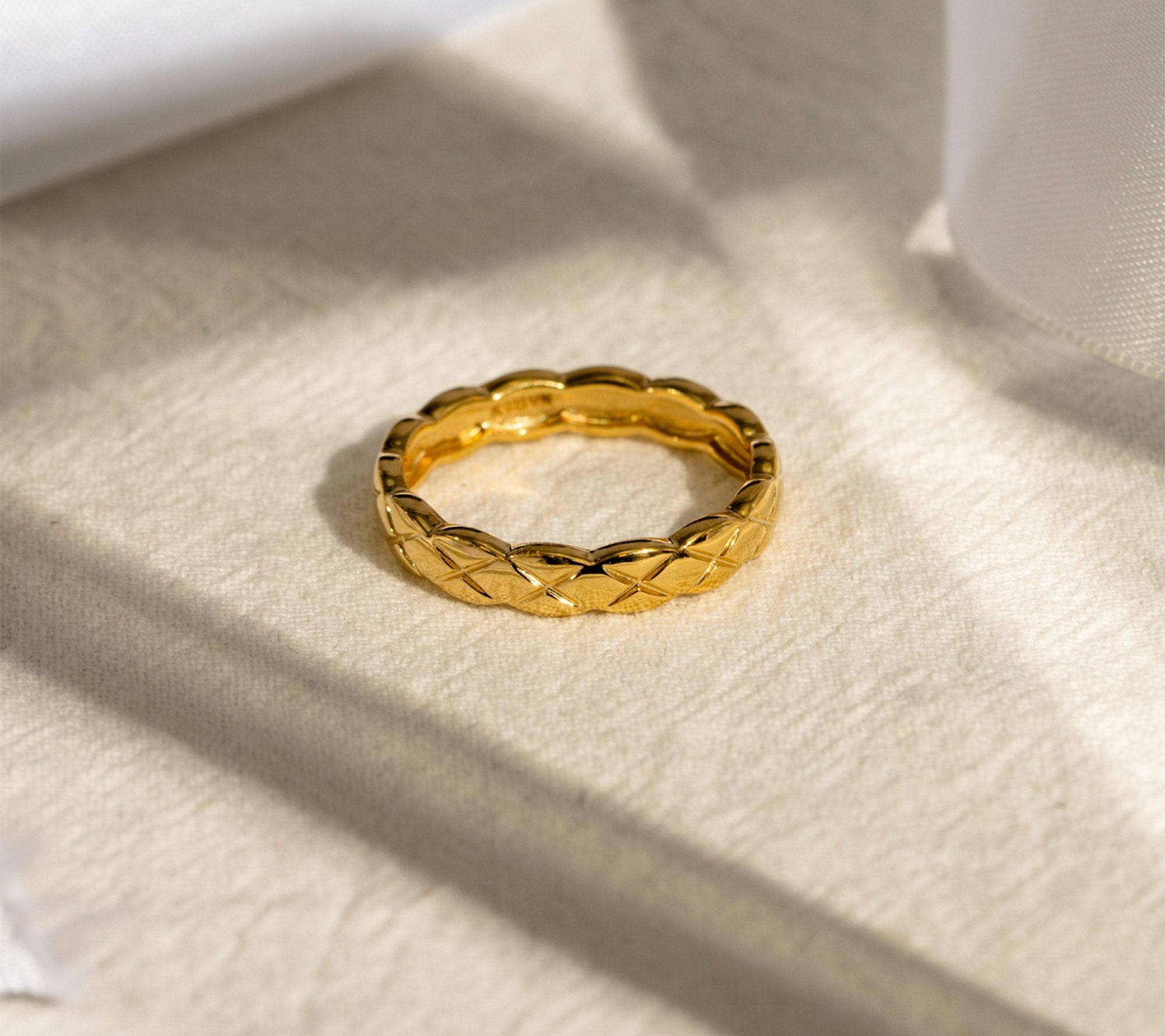 14K Gold Plated Thin Quilted Band Ring - QVC.com