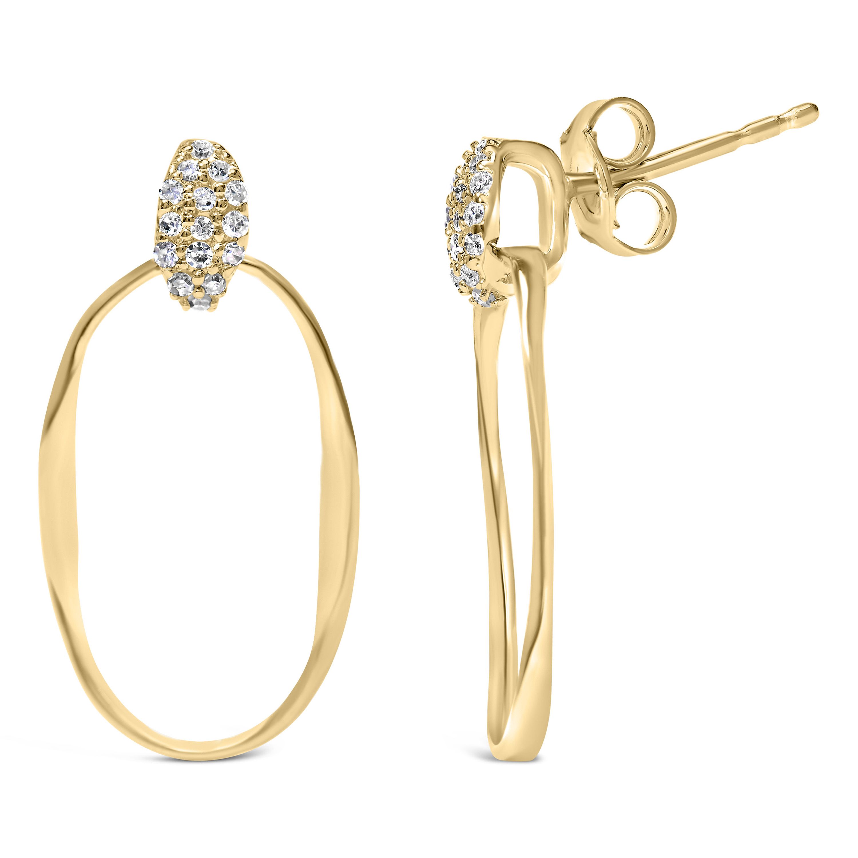 Haus of Brilliance Diamond Frontal Hoop Earrings, 14K Plated - QVC.com