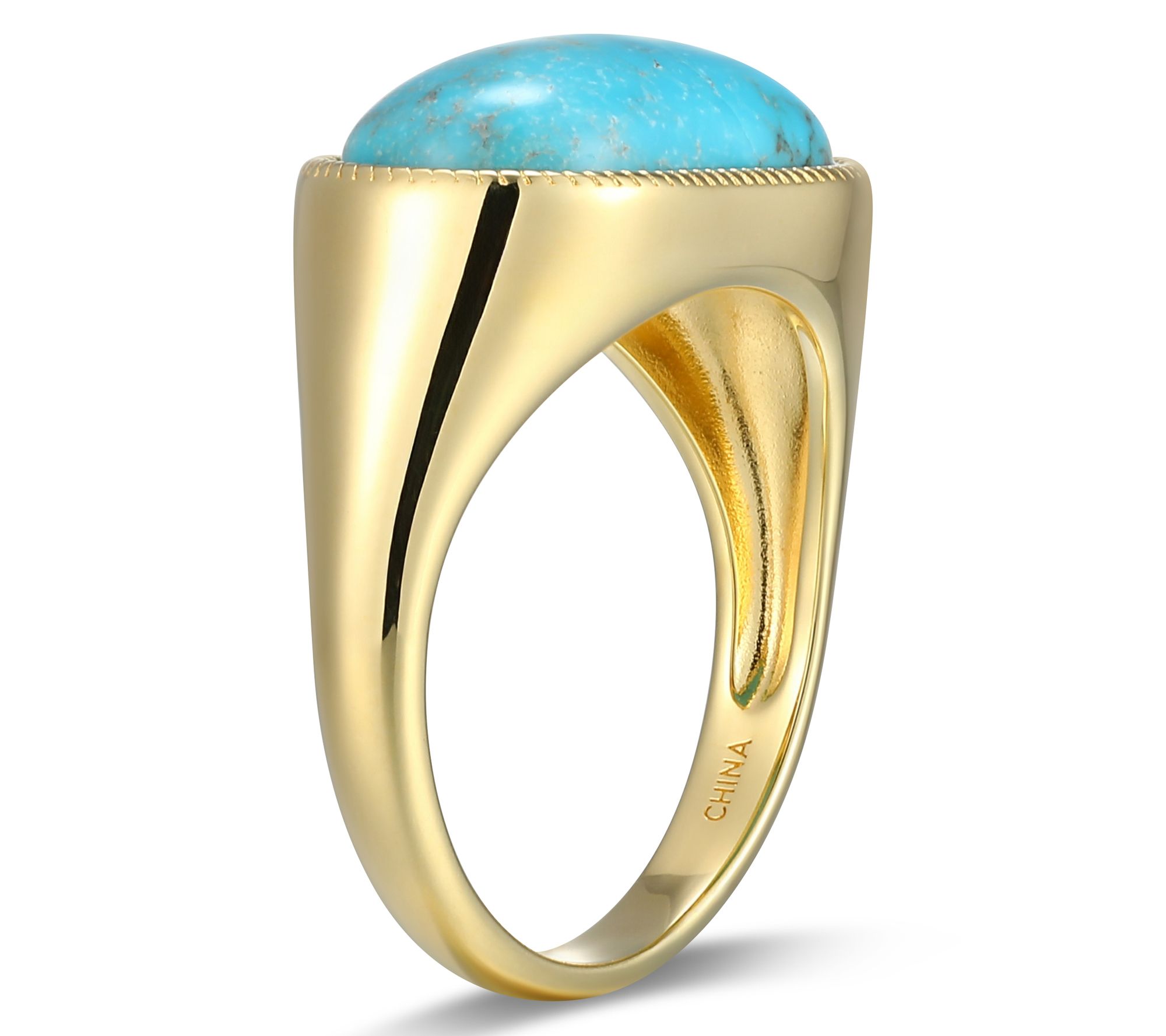 Affinity Gems Turquoise Signet Ring, 18K Gold Plated - QVC.com