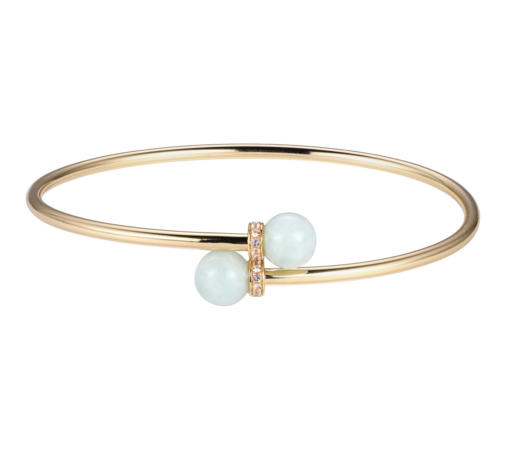 Dynasty Jade & White Sapphire Cuff Bracelet, 18K Gold Plated - QVC.com