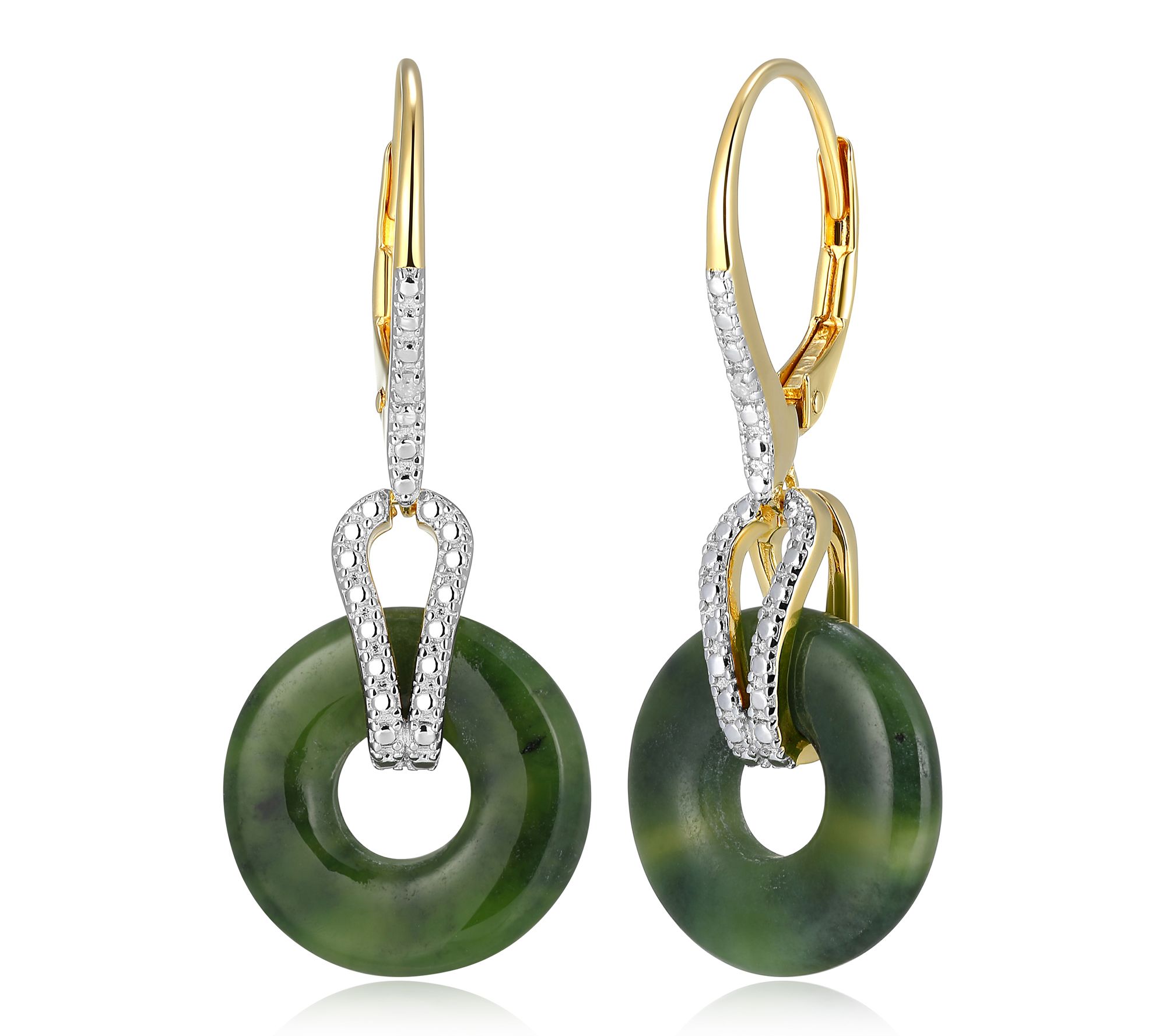Dynasty Jade Open Circle Leverback Earrings, 18k Gold Plated - QVC.com