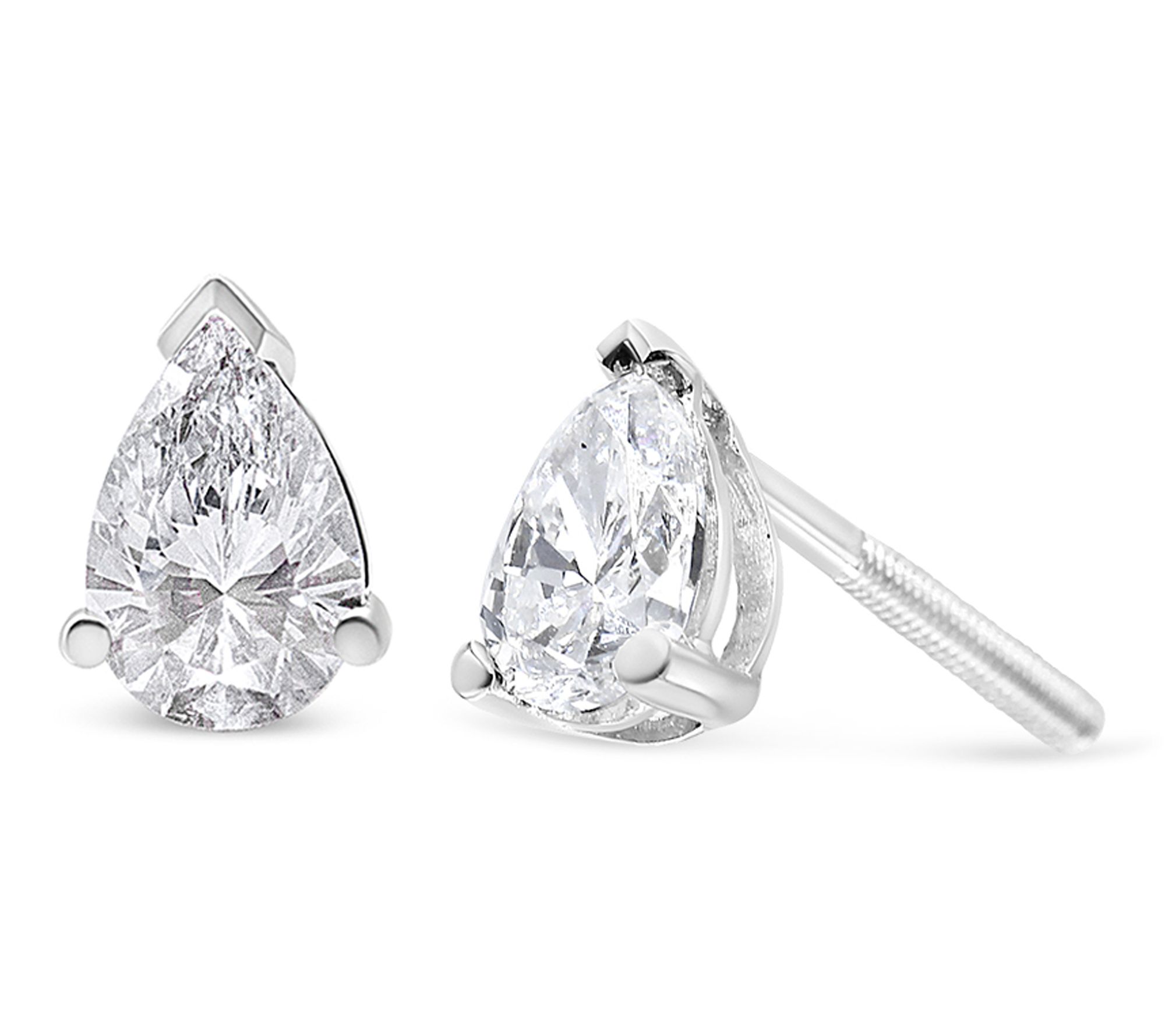Haus of Brilliance Lab Grown Diamond Pear StudEarrings, 14K - QVC.com