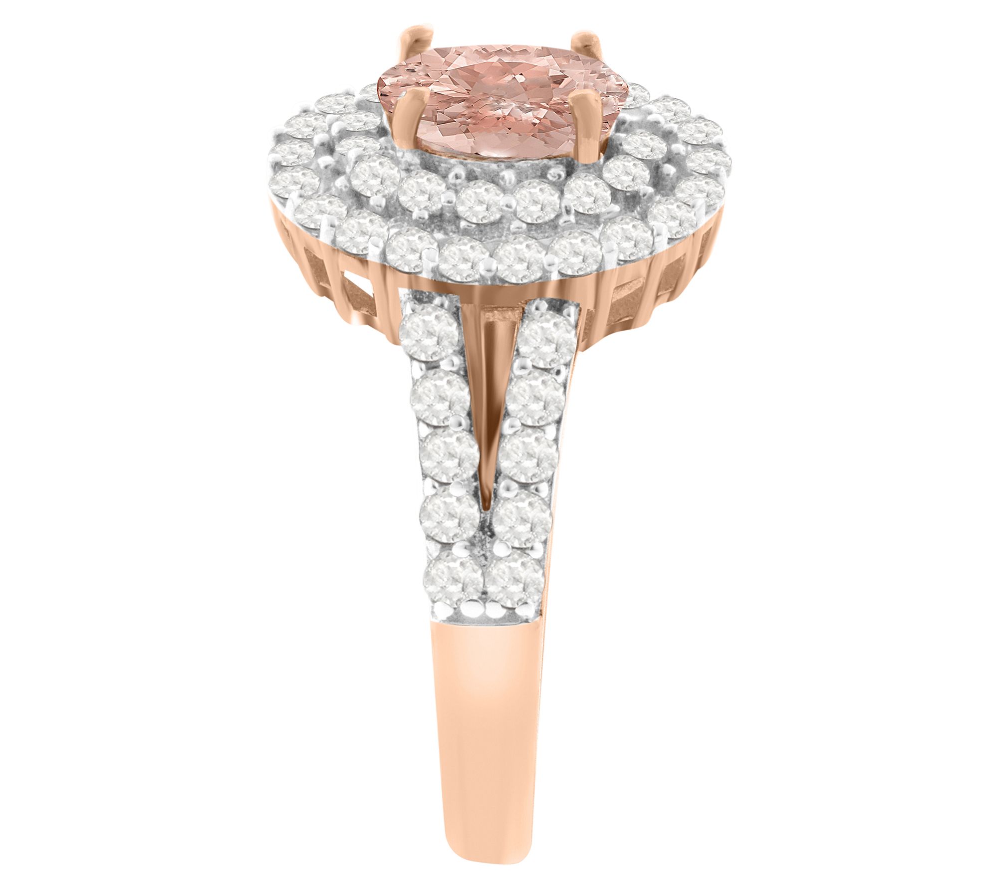 14K Rose Gold-Plated 1.75 cttw Morganite & White Zircon Ring - QVC.com