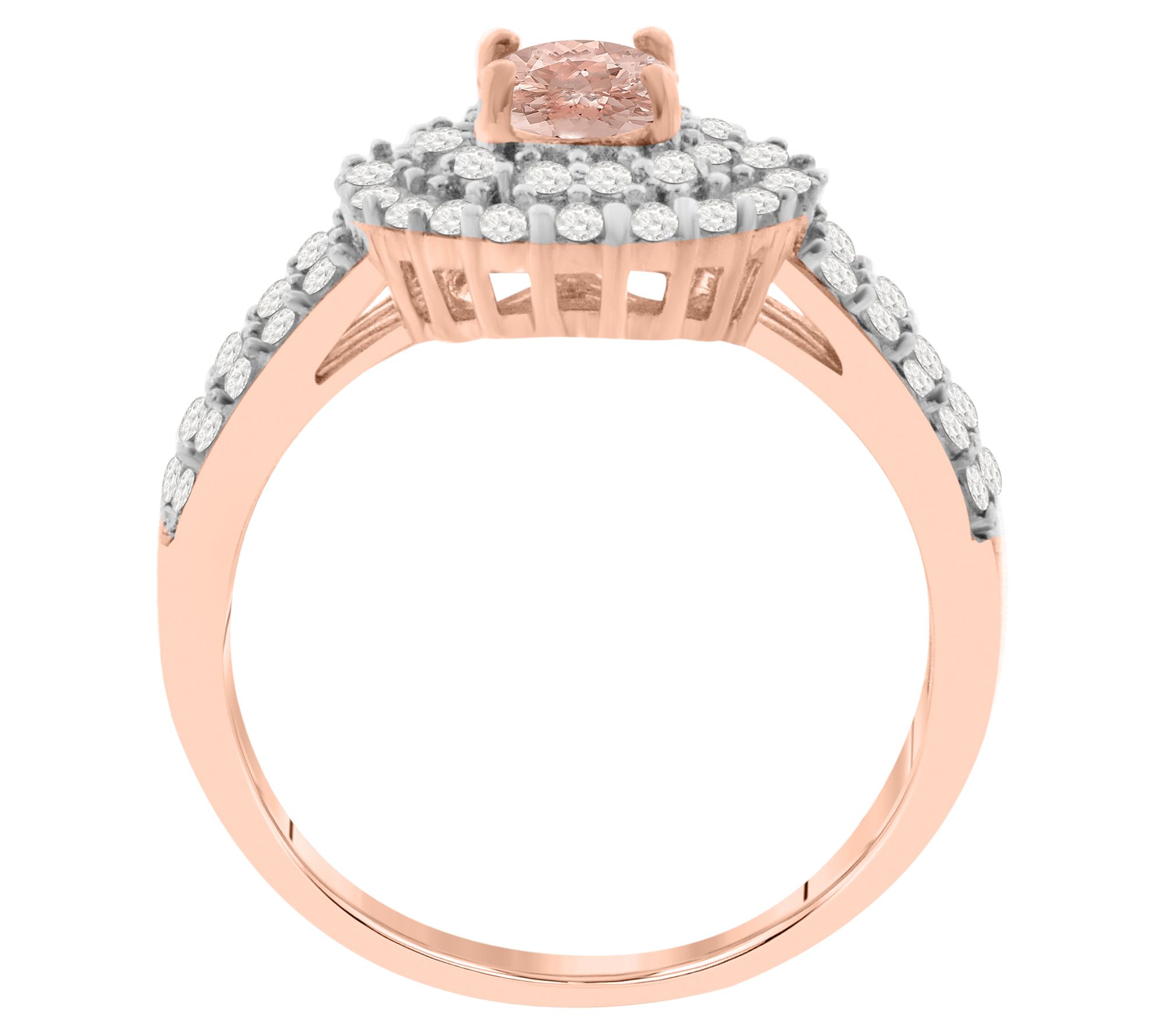 14K Rose Gold-Plated 1.75 cttw Morganite & White Zircon Ring - QVC.com