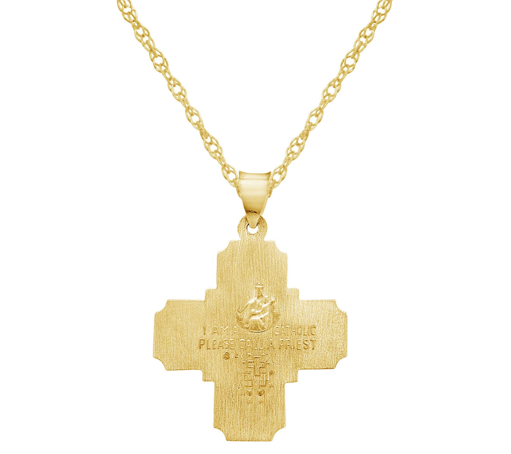 Cross Medallion Pendant w/ Chain,14K Gold - QVC.com