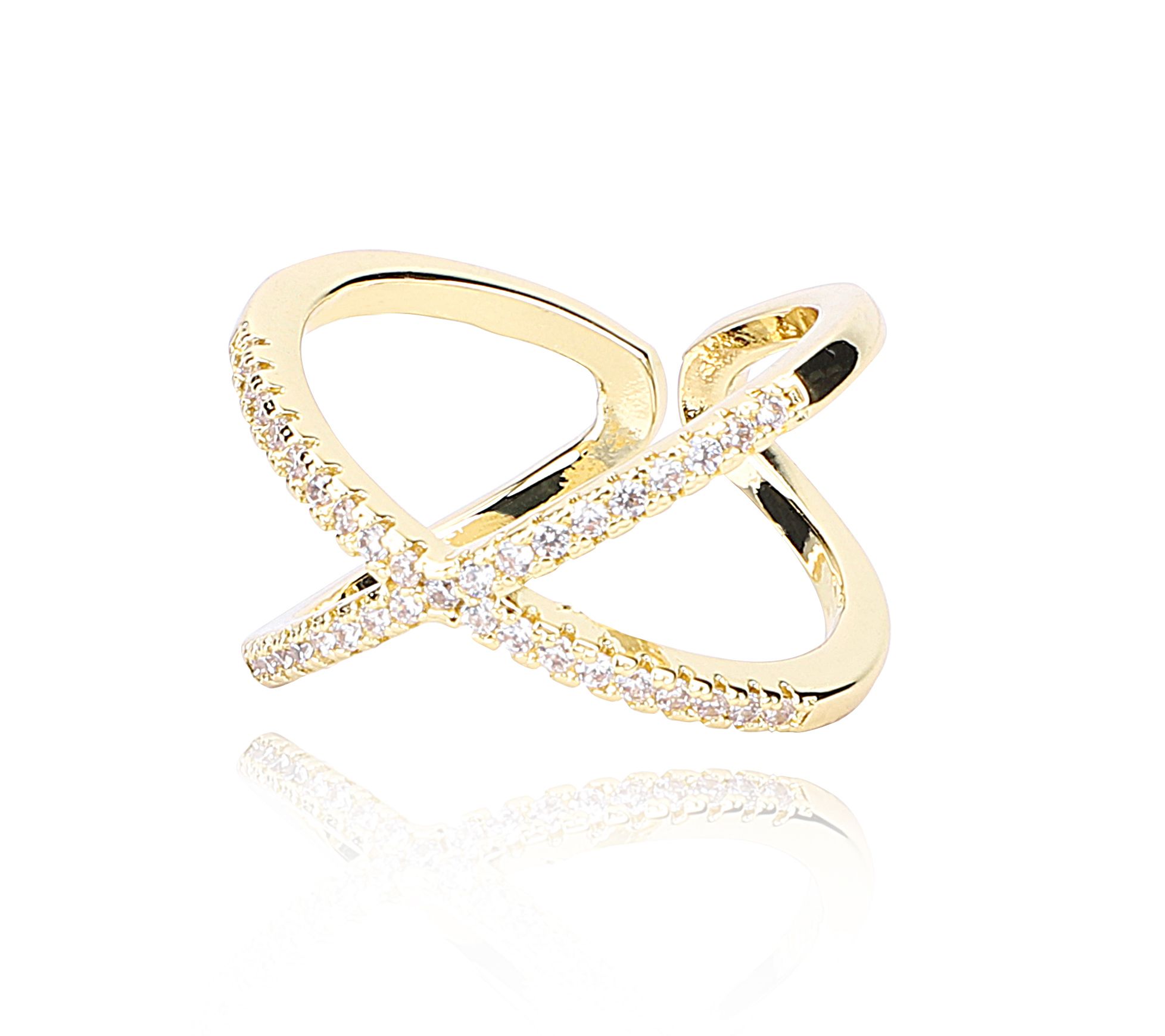 Vintage Havana Jaylah Pave Crisscross Goldtone Ring - QVC.com