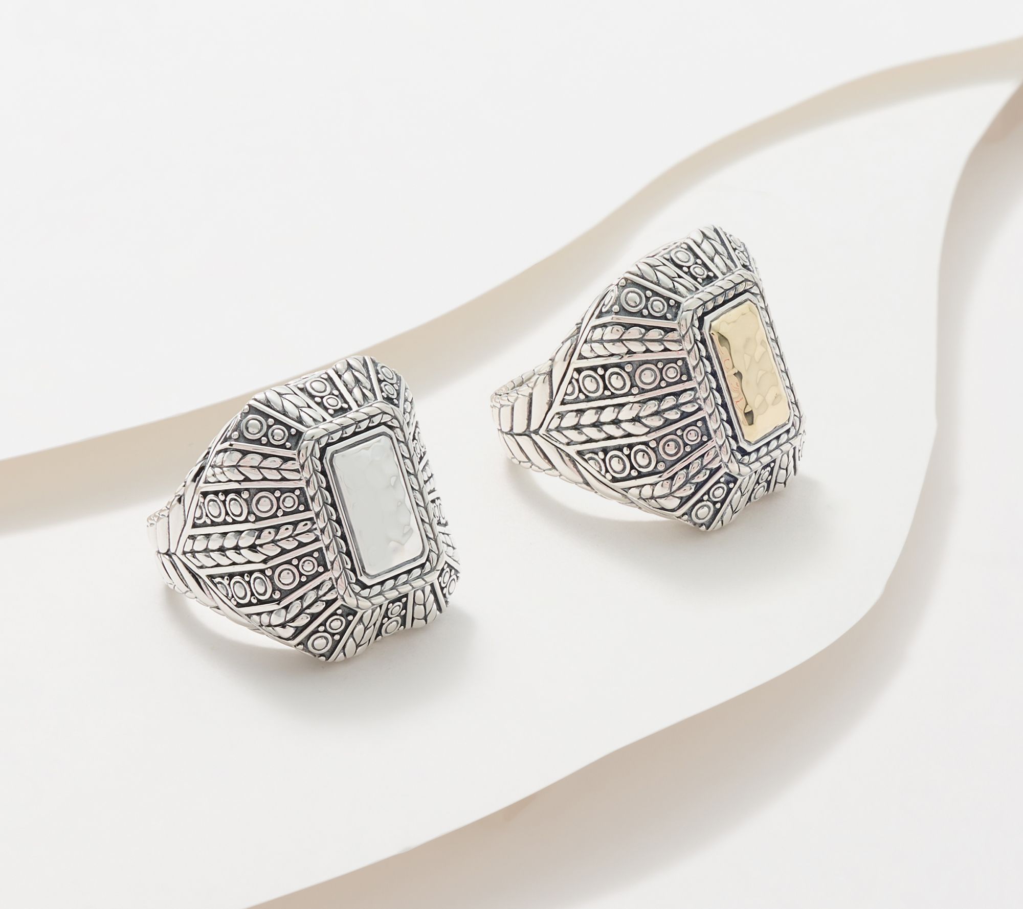 JAI SS or SS & 14K Signature Artisan Textured Ring - QVC.com