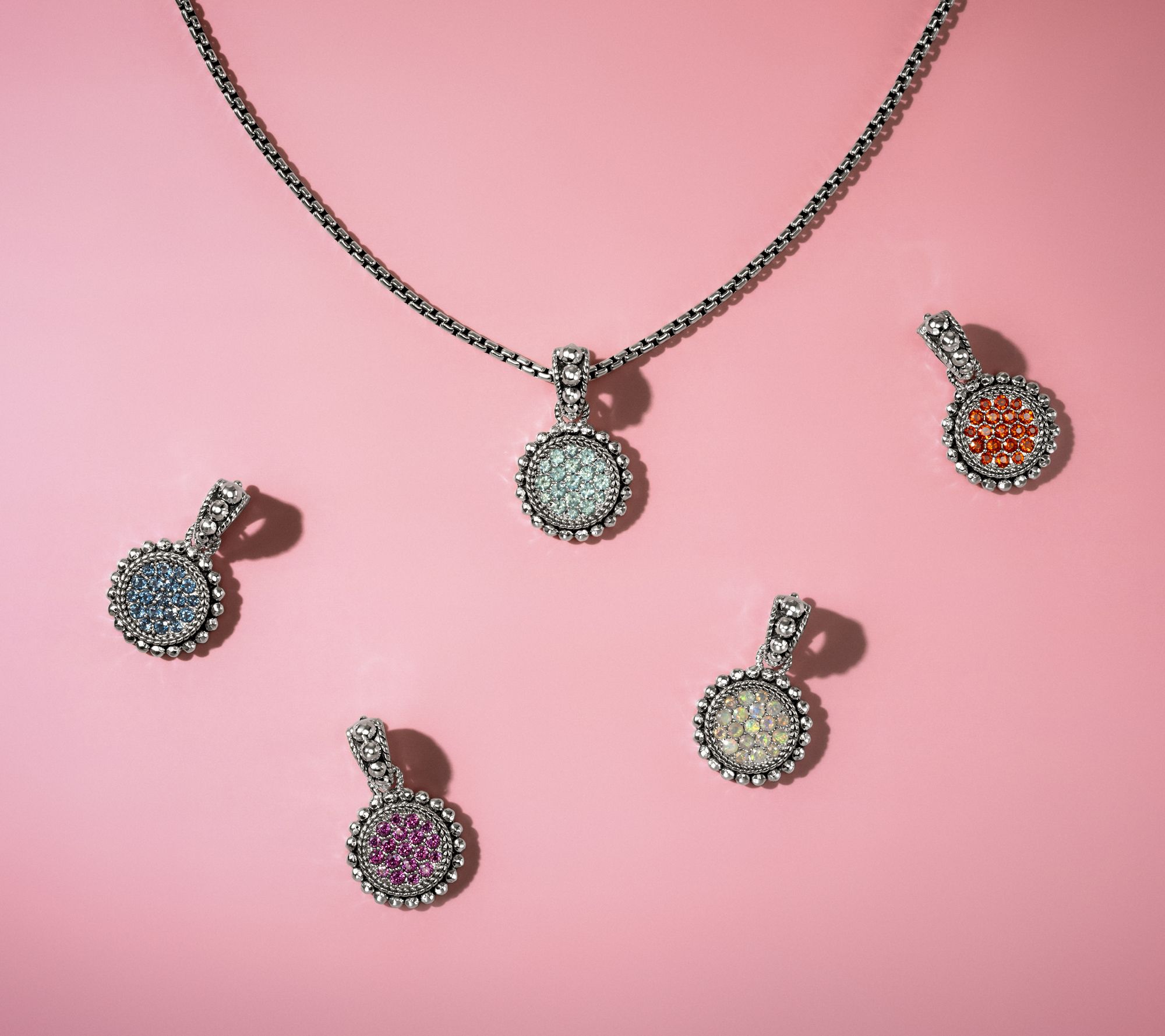 JAI Sterling Silver Exotic Gemstone Pave Enhancer - QVC.com