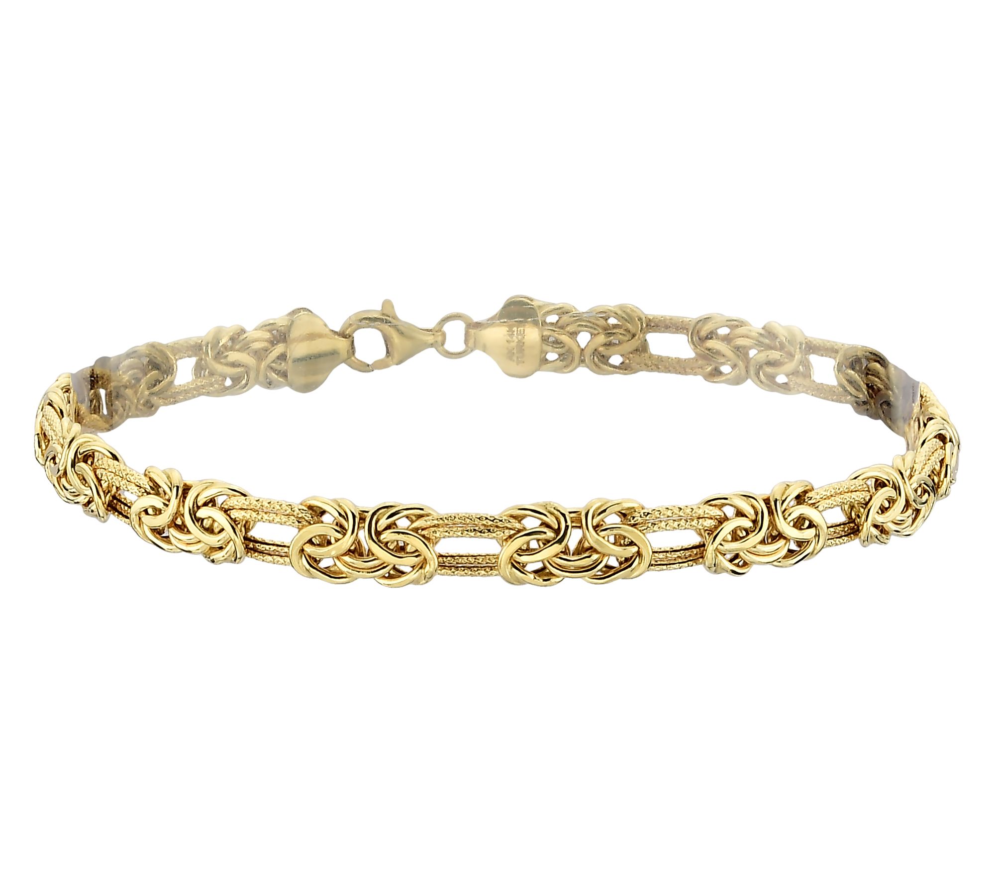 Adorna 14K Gold Byzantine & Double Oval Link Textured Bracelet - QVC.com