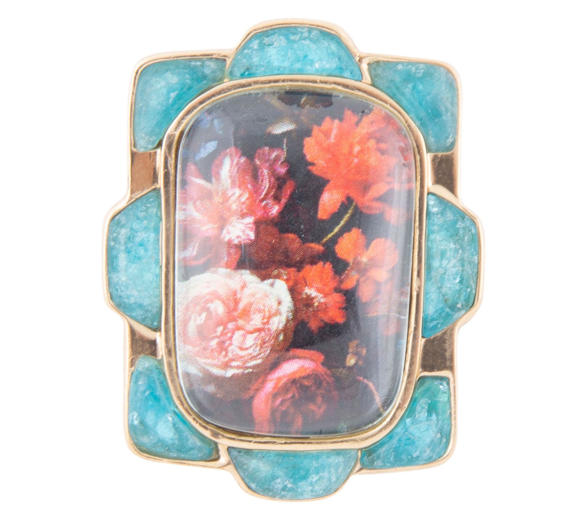 Barse Artisan Crafted Scenic Red Floral Blue Apatite Ring - QVC.com