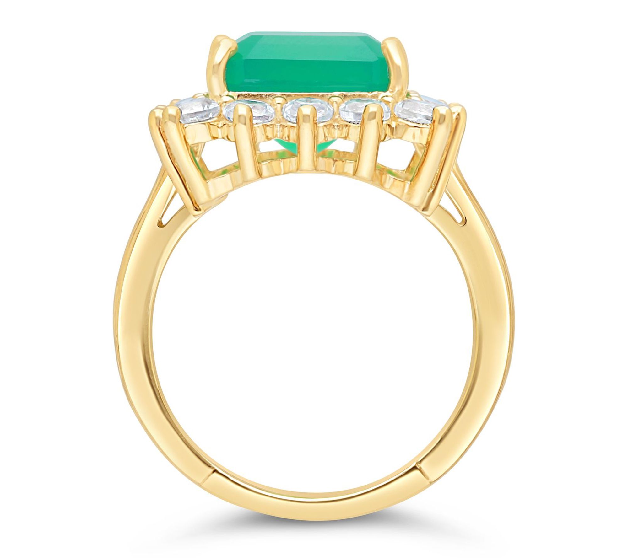 Ariva 18K Gold Clad Green Chalcedony & Topaz Vivien Ring - QVC.com