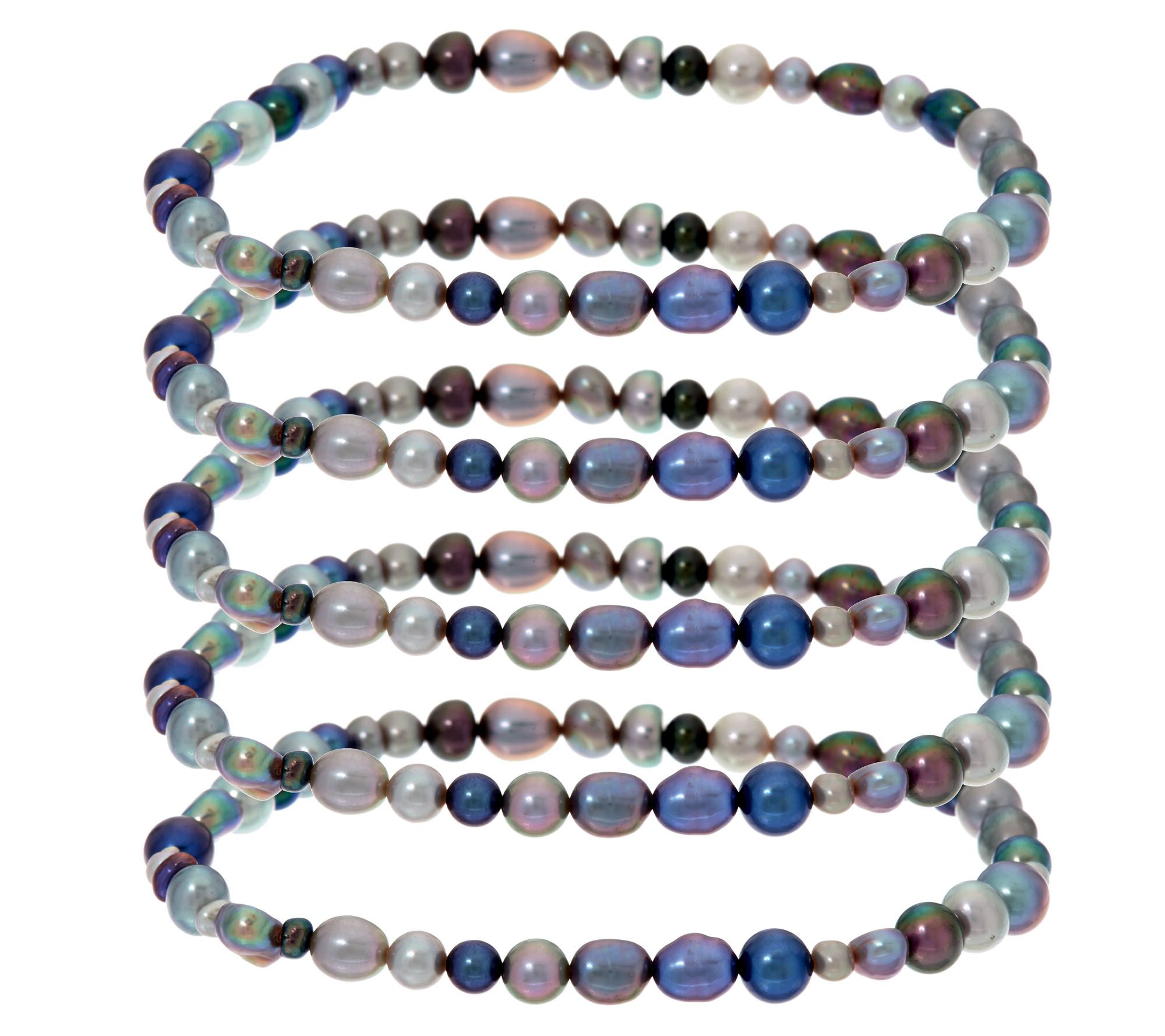 Honora Set of 5 Cultured Pearl Stretch Bracelets - QVC.com