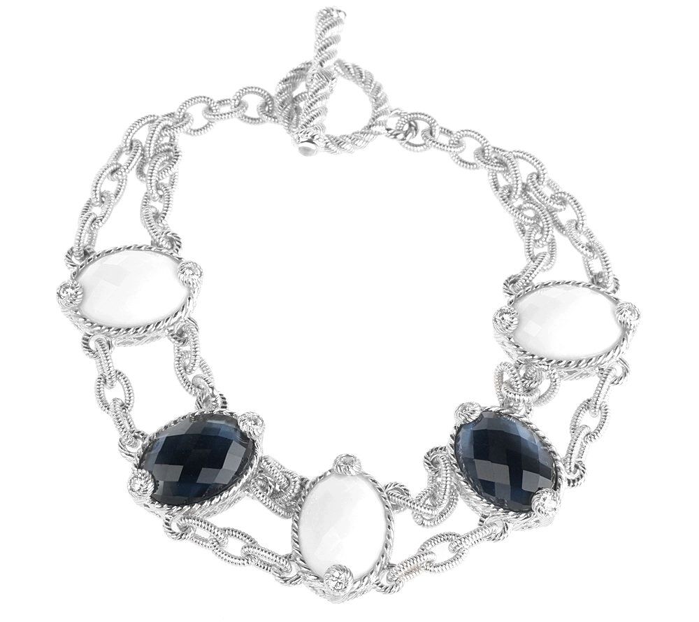 "As Is" Judith Ripka Sterling Diamonique Multi-Gemstone Toggle Bracelet ...