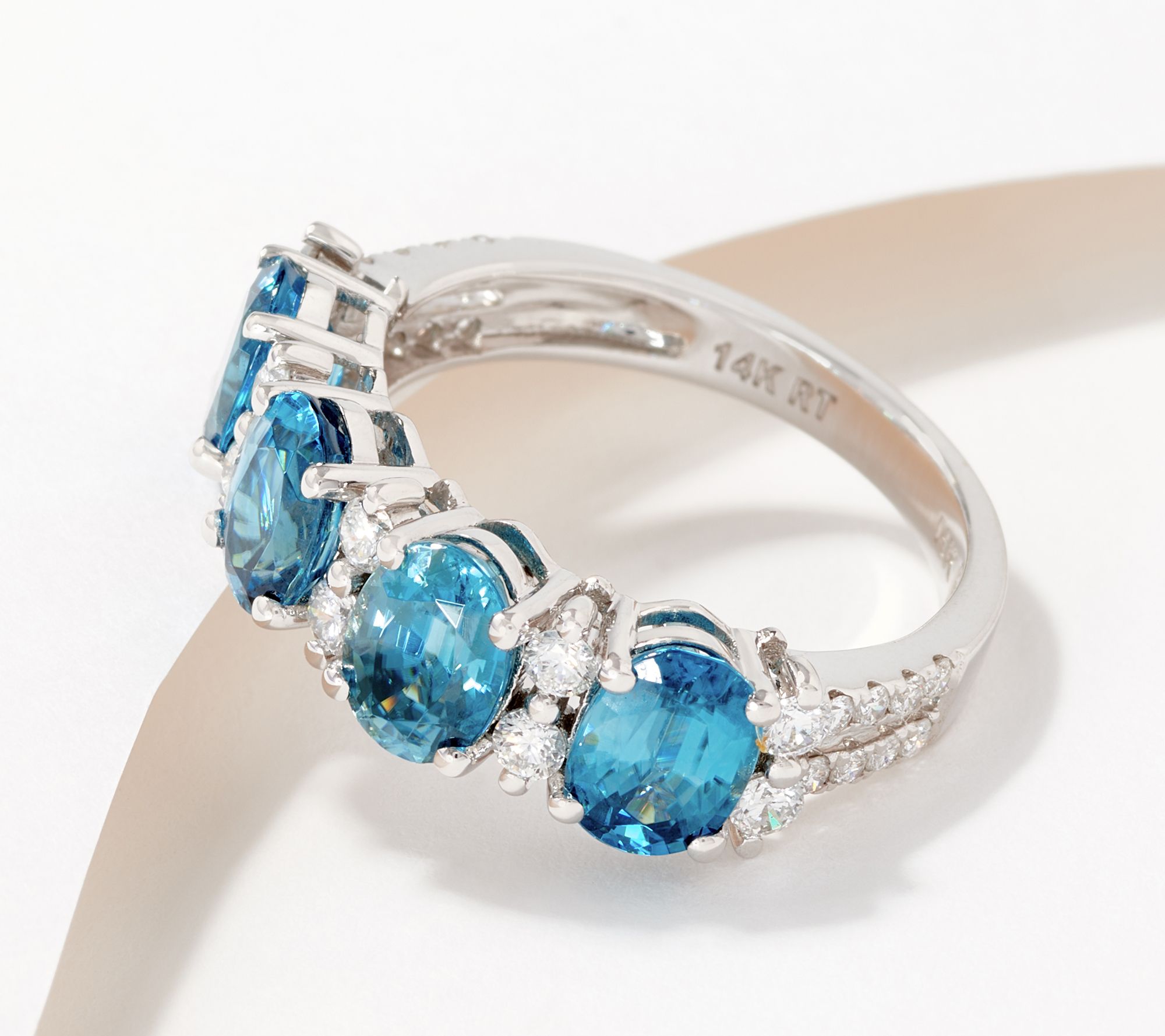 (QVC) Oval Gemstone and Diamond 14K Gold Band Ring – TVShoppingQueens