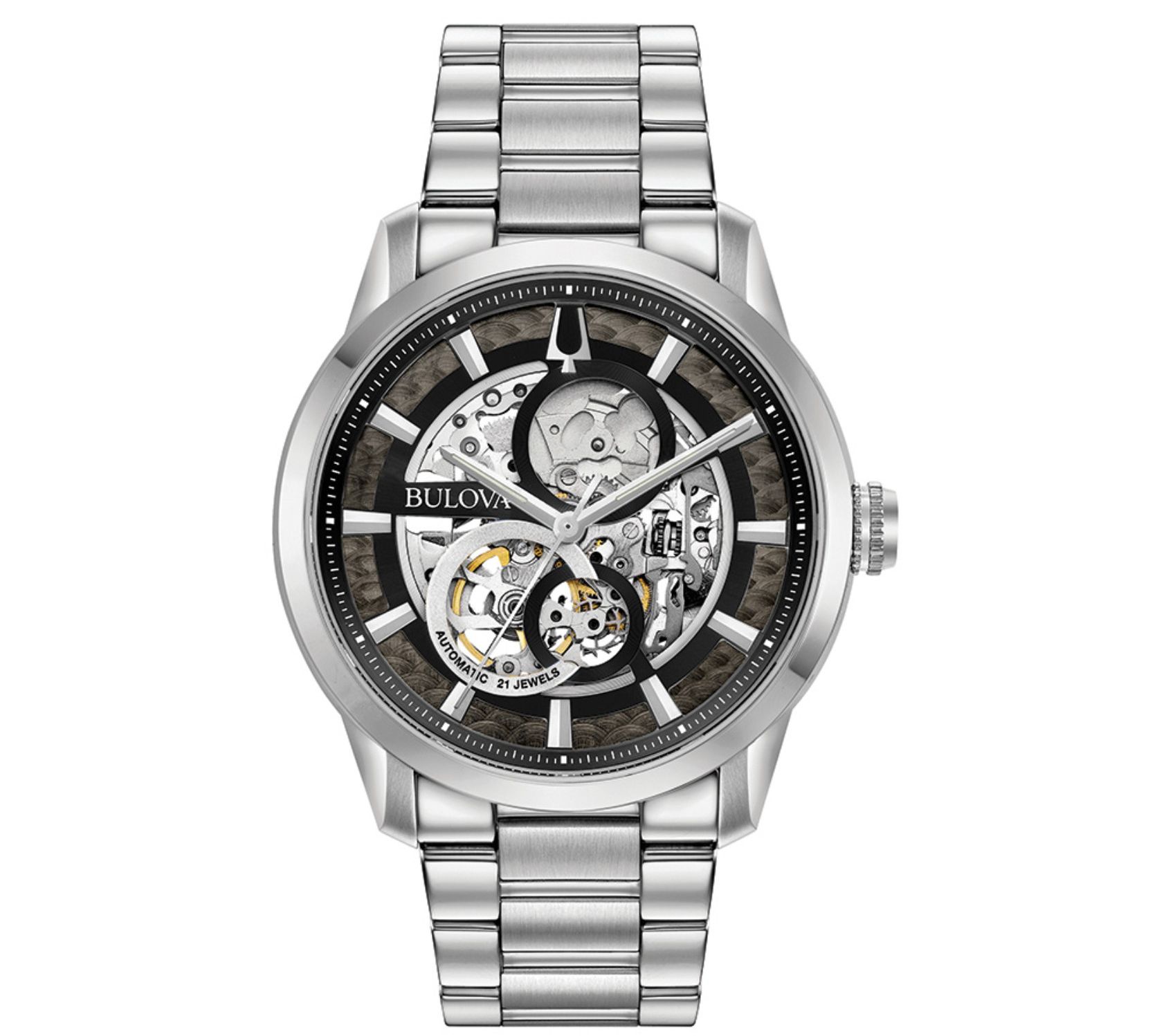 Bulova Men's Stainless Steel Skeleton Watch - QVC.com