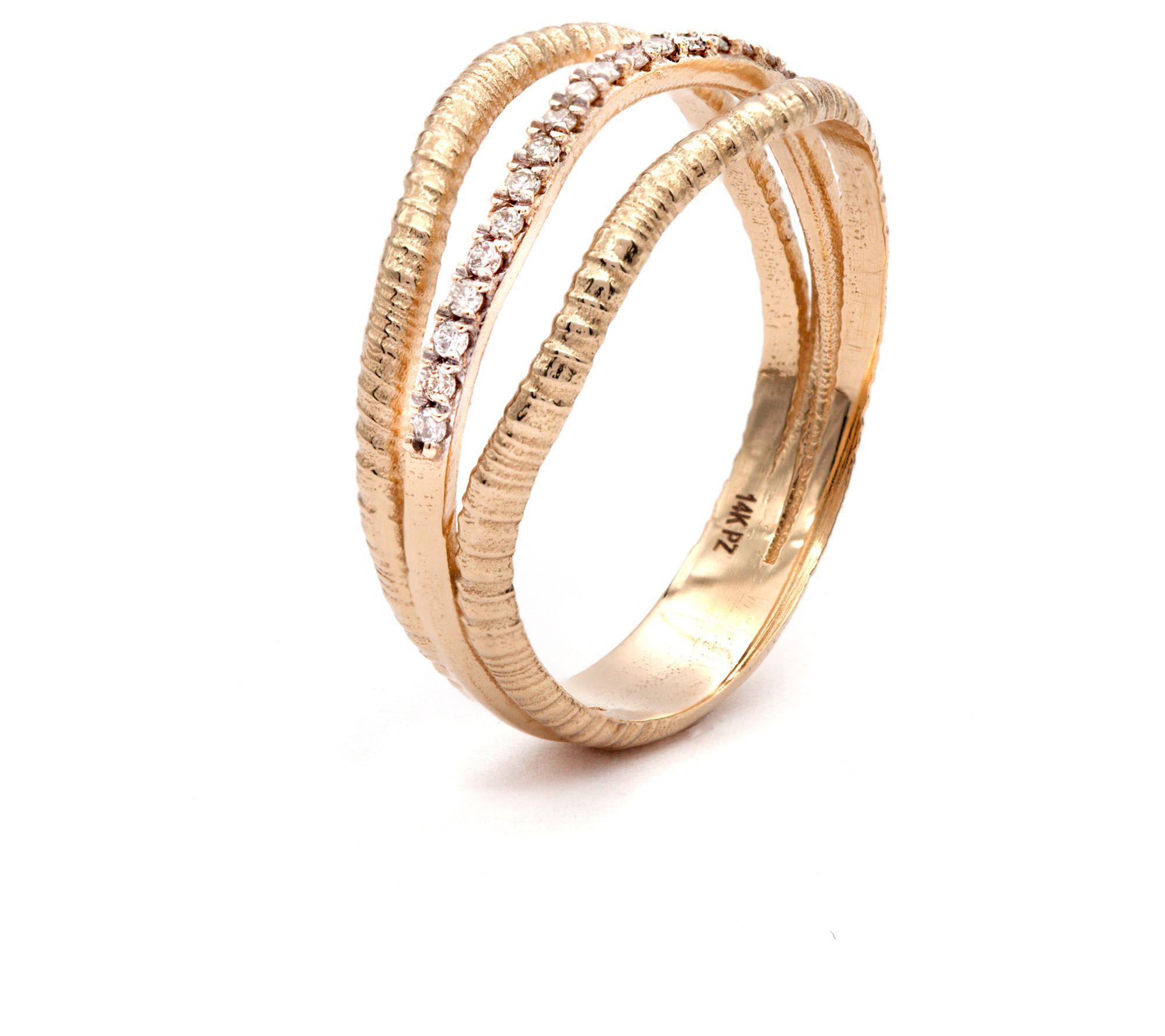 Adi Paz 14K Gold Diamond Accent Triple Band Ring - QVC.com