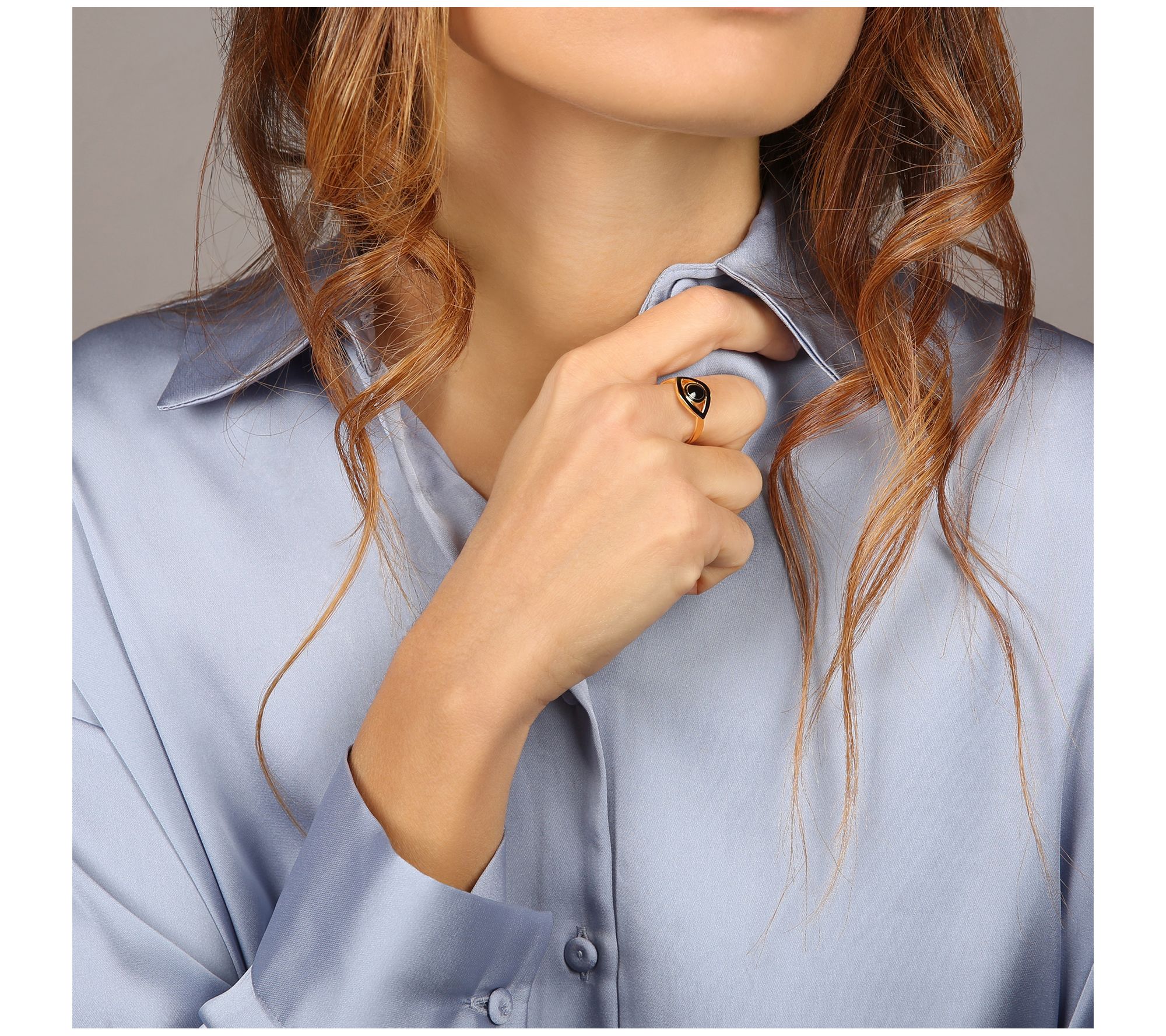 Netali Nissim Enamel Evil Eye Ring, 18K Gold Plated - QVC.com