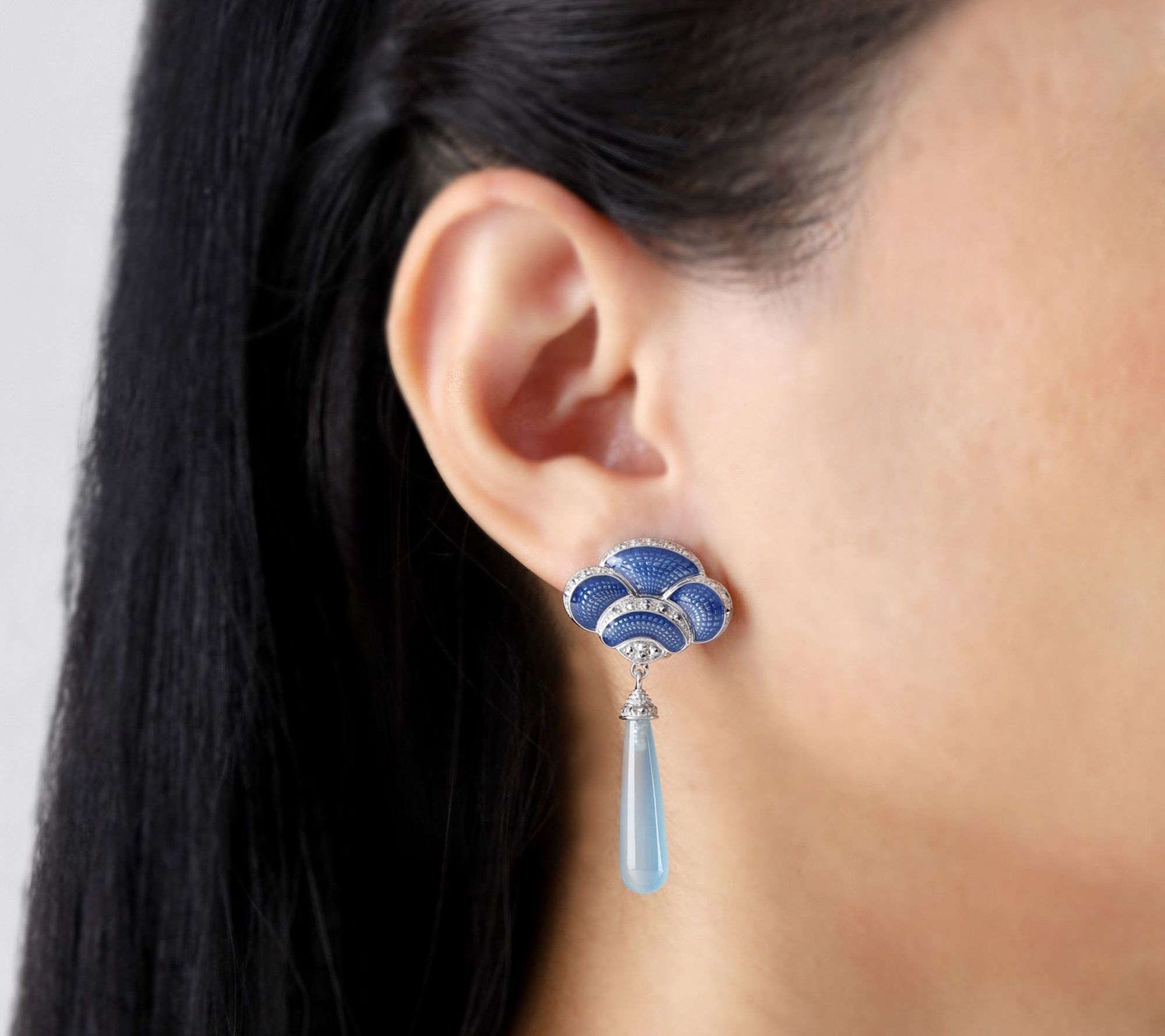 Dallas Prince Sterling Marcasite & Blue Chalcedony Earrings - QVC.com