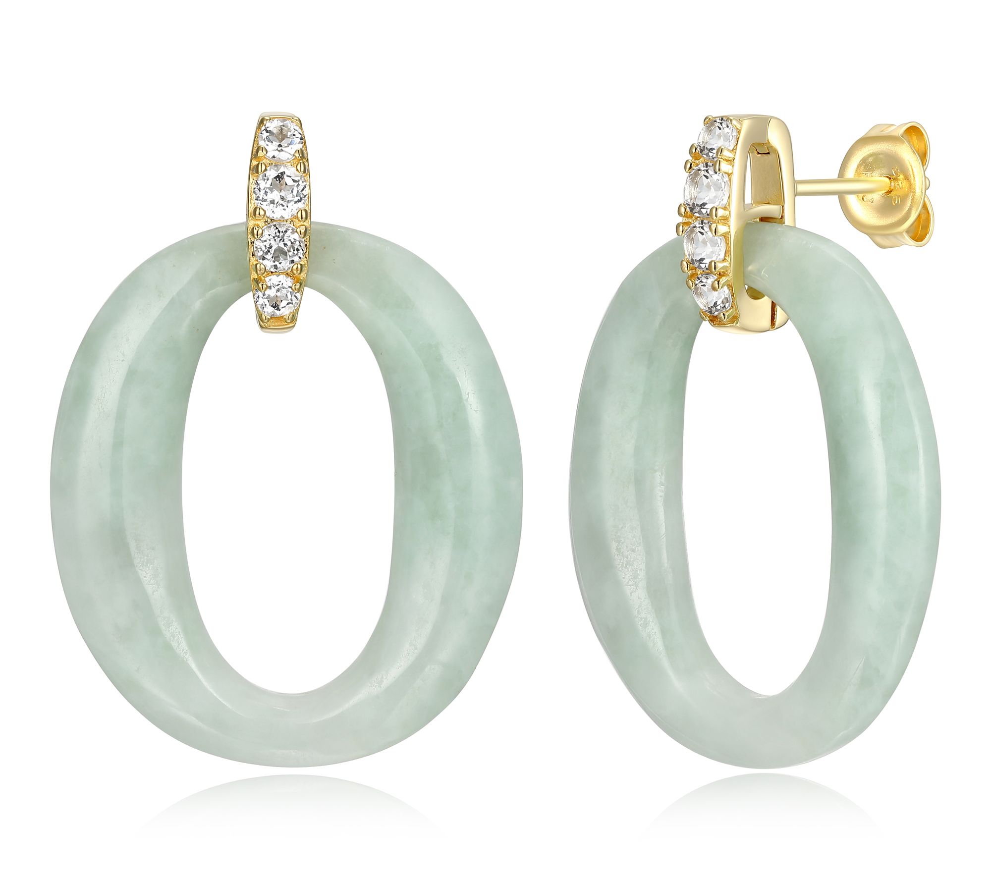 Dynasty Jade Open Circle Stud Earrings, 18K Gold Plated - QVC.com