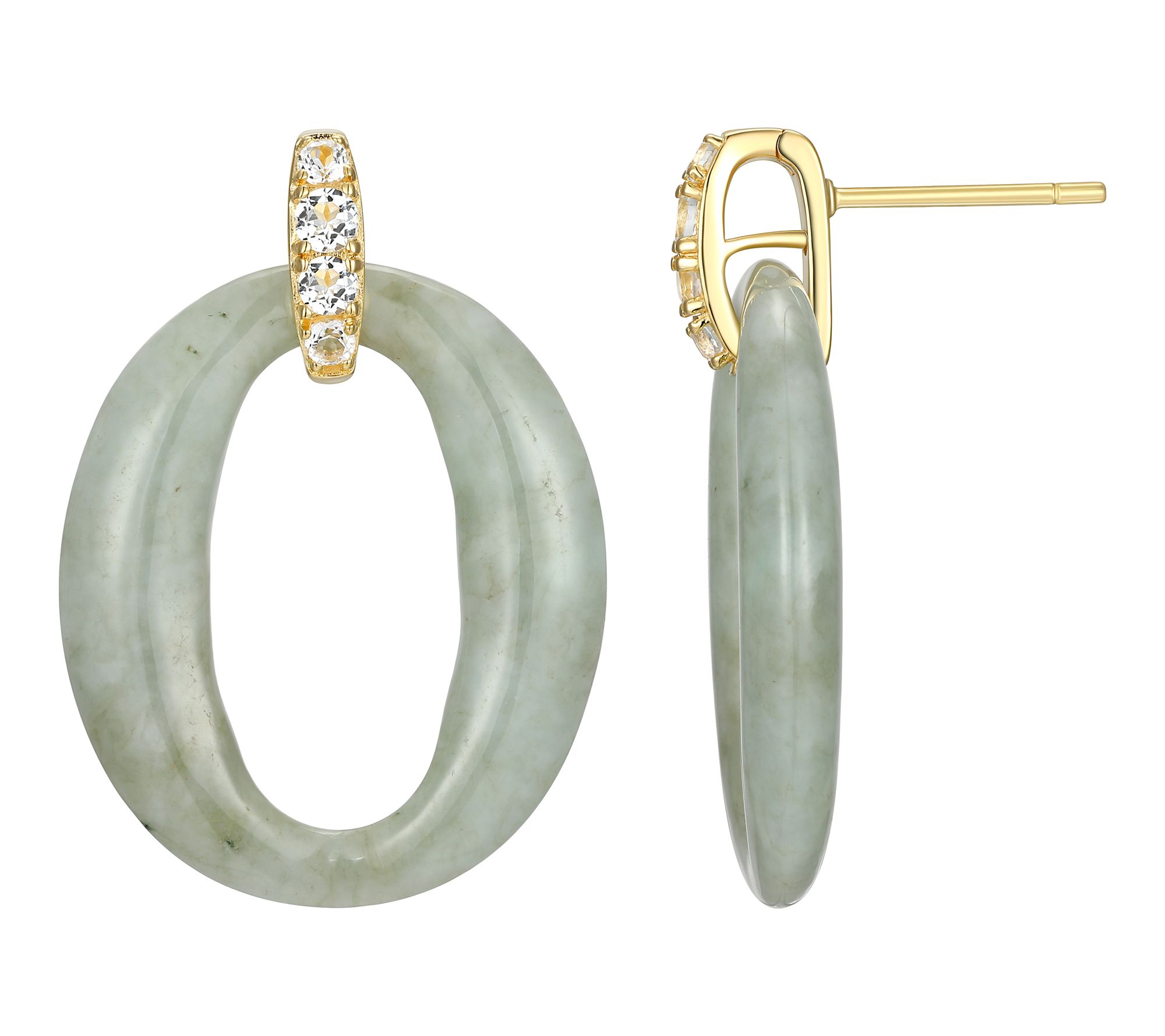 Dynasty Jade Open Circle Stud Earrings, 18K Gold Plated - QVC.com