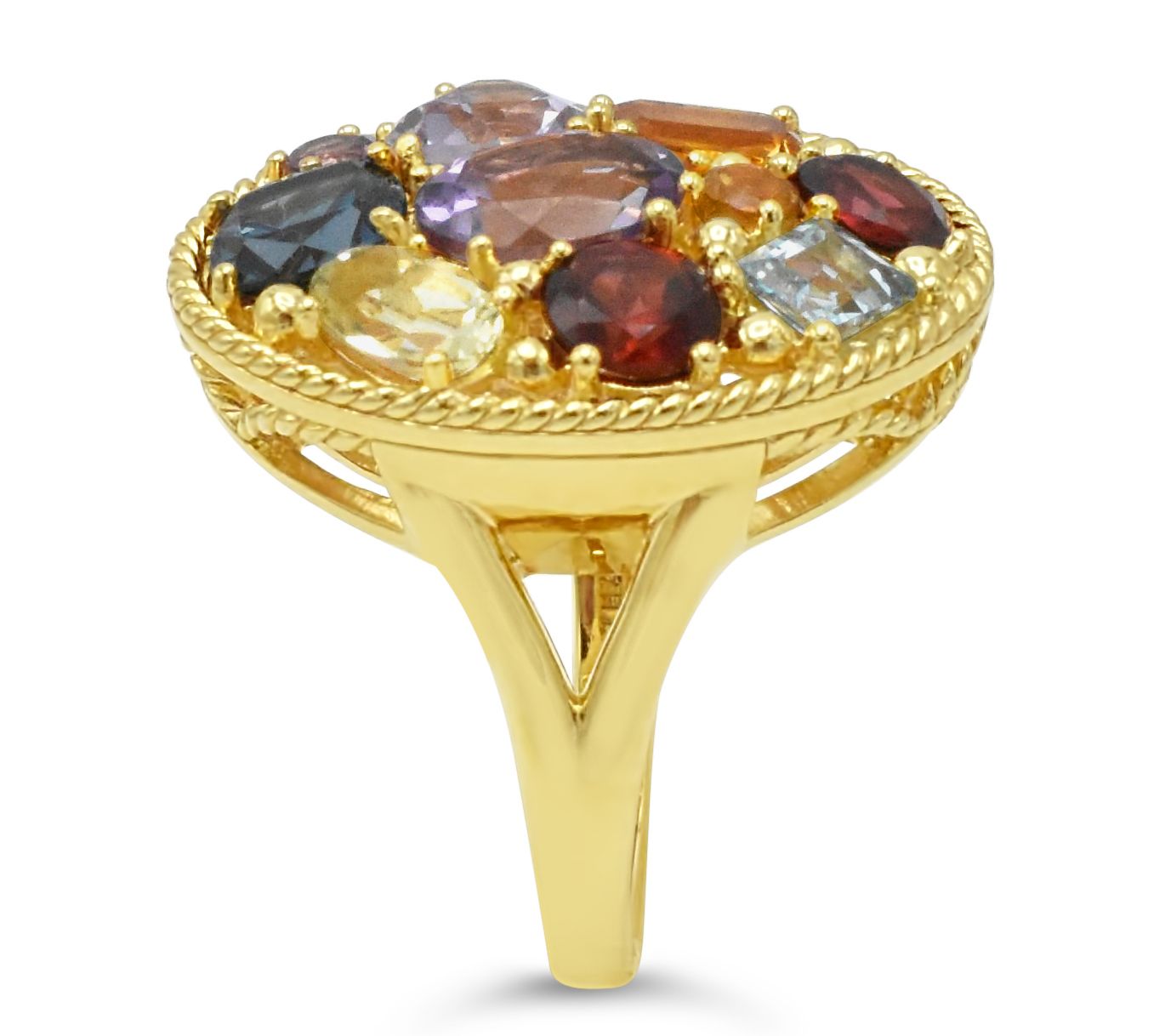 Elyse Ryan 14K Gold Clad 5.30 cttw Gemstone Cocktail Ring - QVC.com
