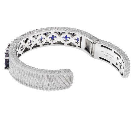 Judith Ripka Sterling Silver 18.25cttw Iolite Hinged Cuff - QVC.com