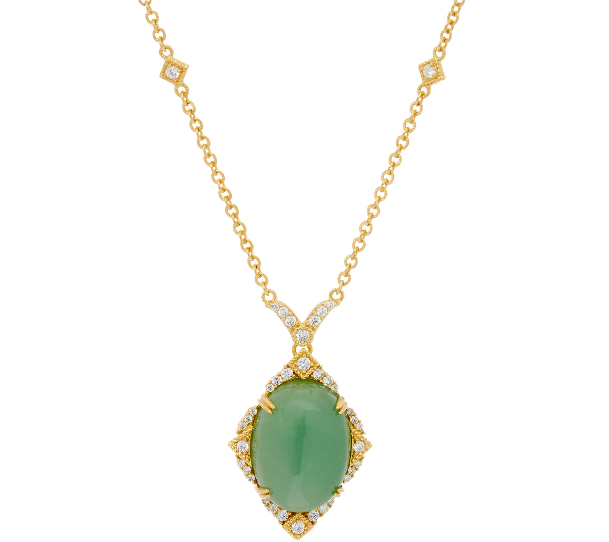 Judith Ripka Sterling & 14K Clad Green Jade 18" Necklace - QVC.com