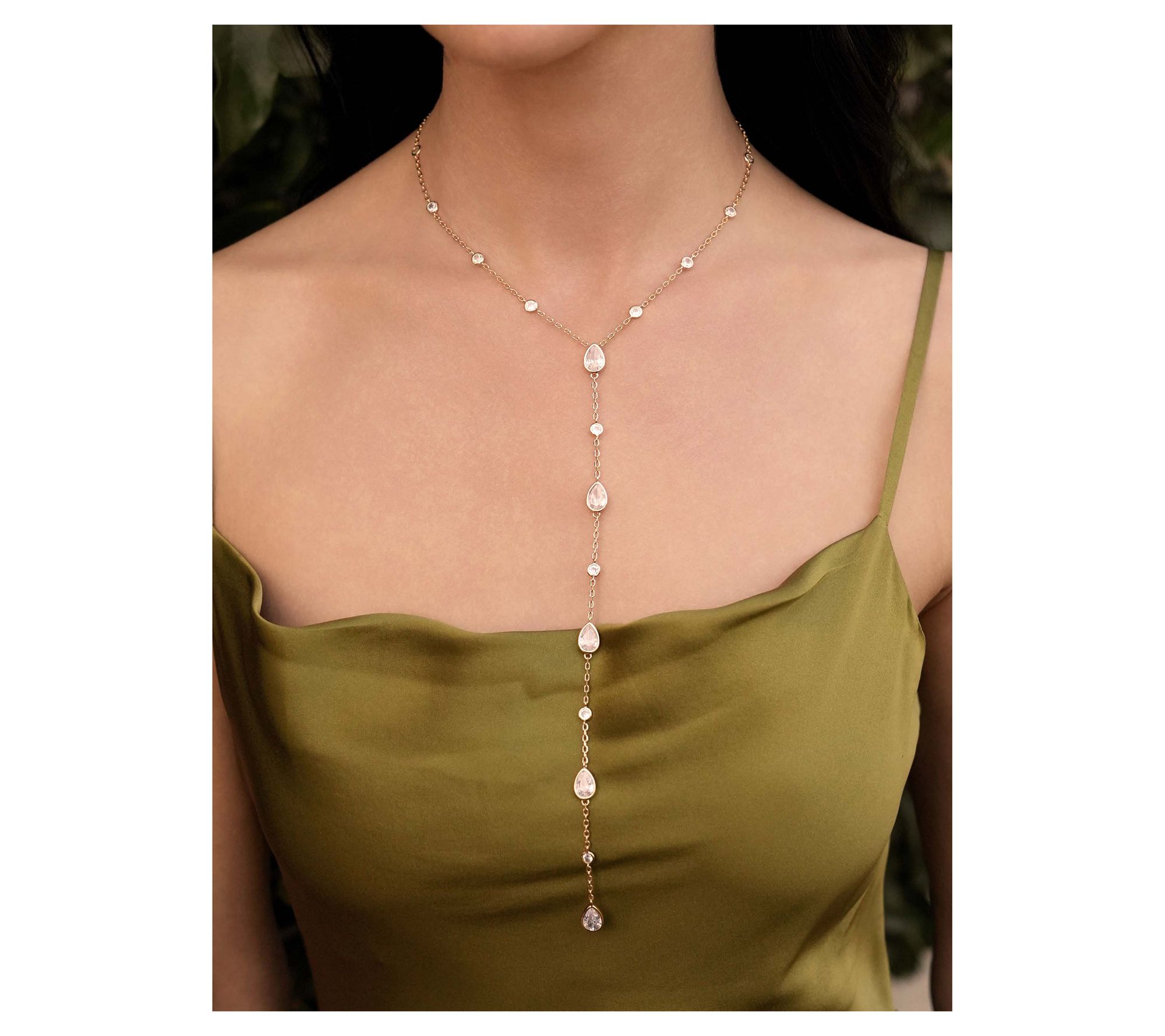 Ettika Pear & Round Station Lariat Necklace - QVC.com