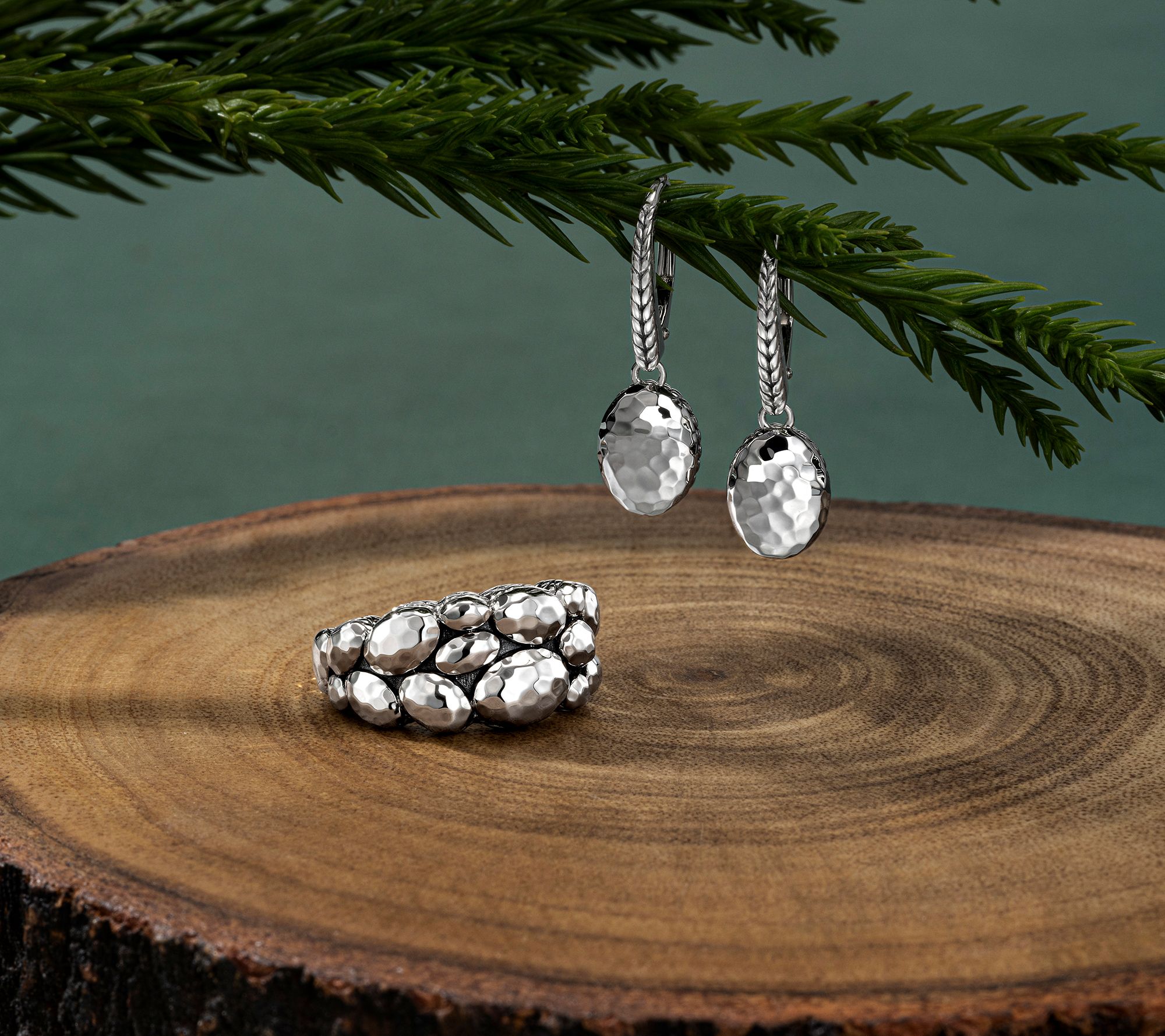 JAI Ireland Sterling Silver Hammered Cobblestone Earrings - QVC.com