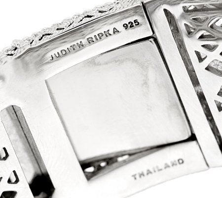 Judith Ripka Sterling 1.0 ct Emerald & Diamonique Pia Estate Cuff - QVC.com