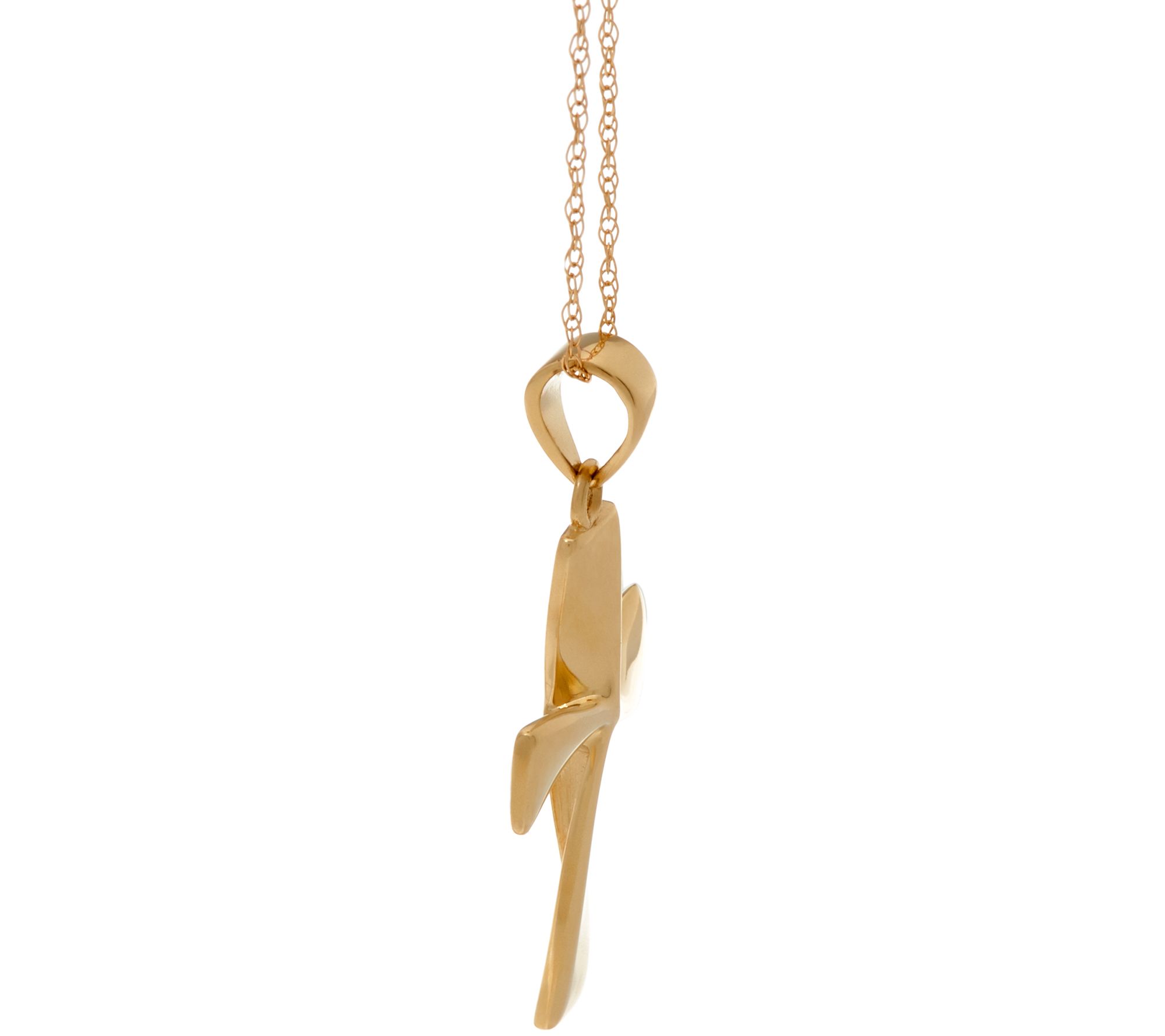 "As Is" 14KGold Polished Twisted Cross Pendant with 18" Chain - QVC.com