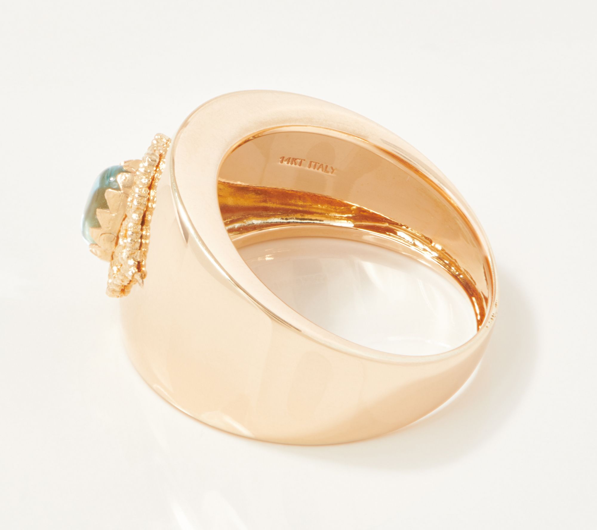 Italian Gold Polished Ring with Oval Gemstone, 14K Gold - QVC.com