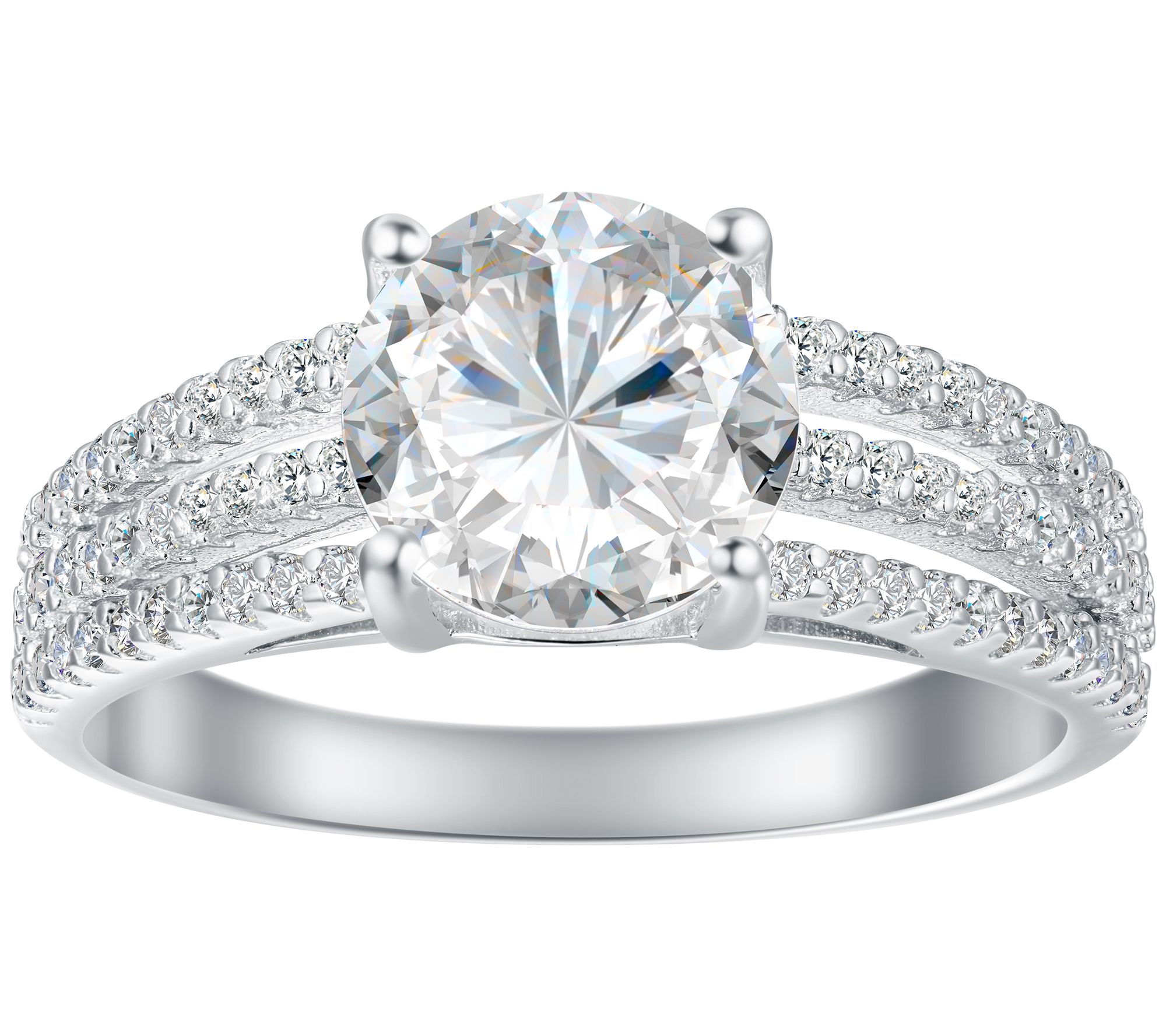 Diamonique 2.65 cttw Engagement Ring, Sterling Silver - QVC.com