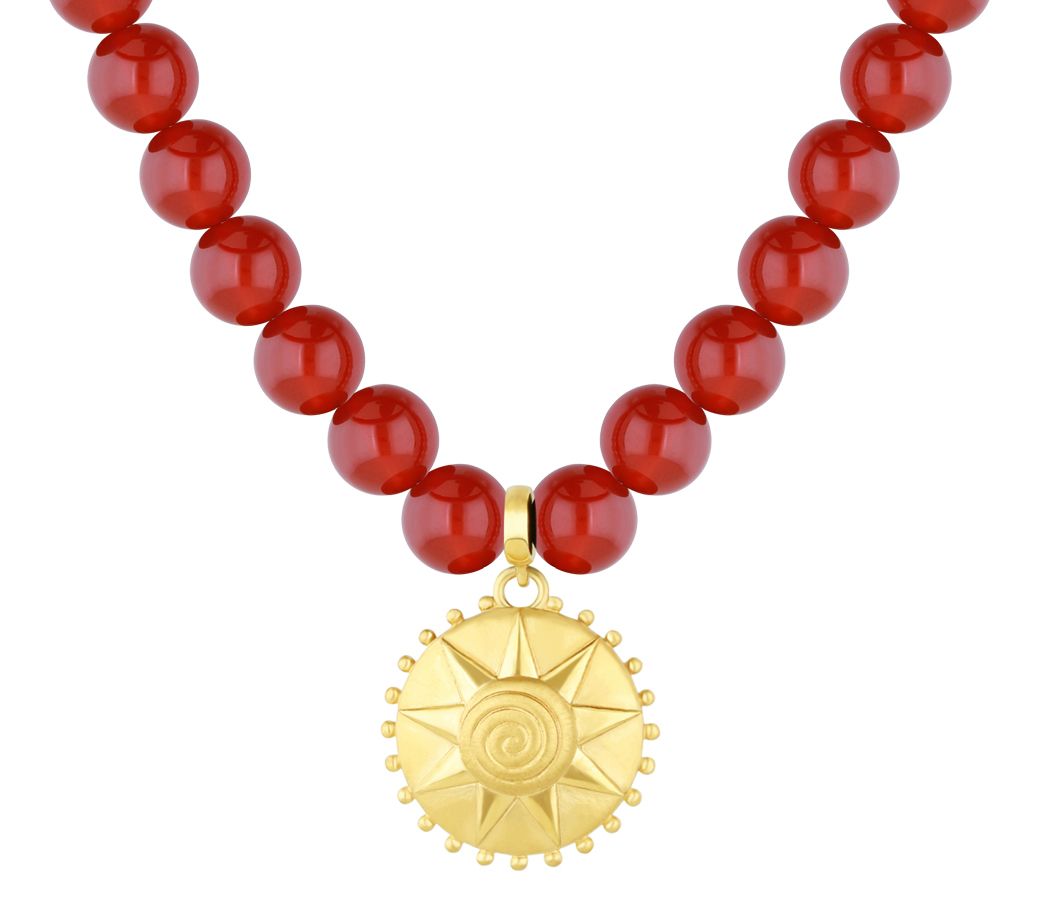 Elyse Ryan Silver 14K Clad Carnelian Bead Joy Necklace - QVC.com