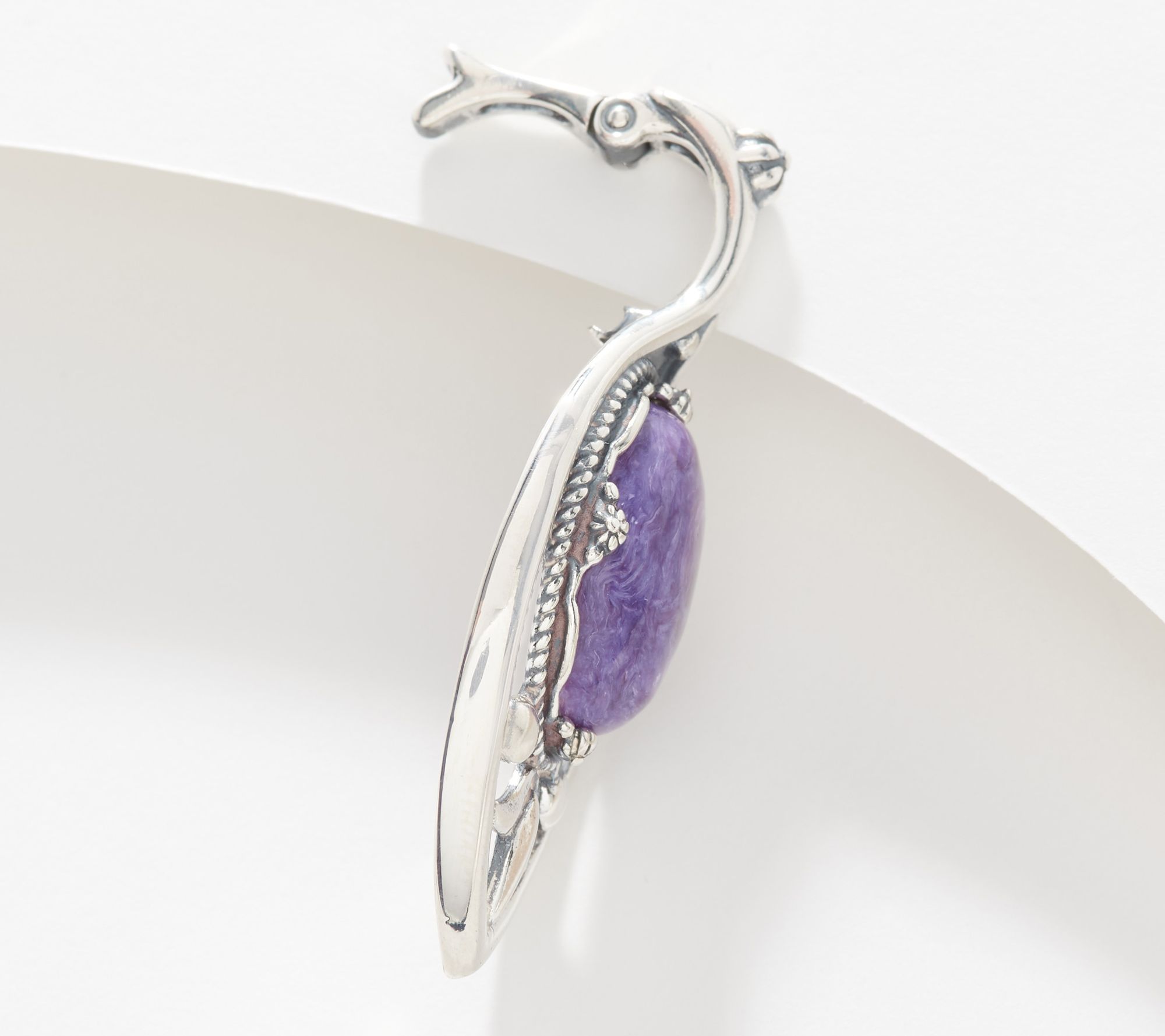 "As Is" American West Sterling Oval Charoite Enhancer - QVC.com