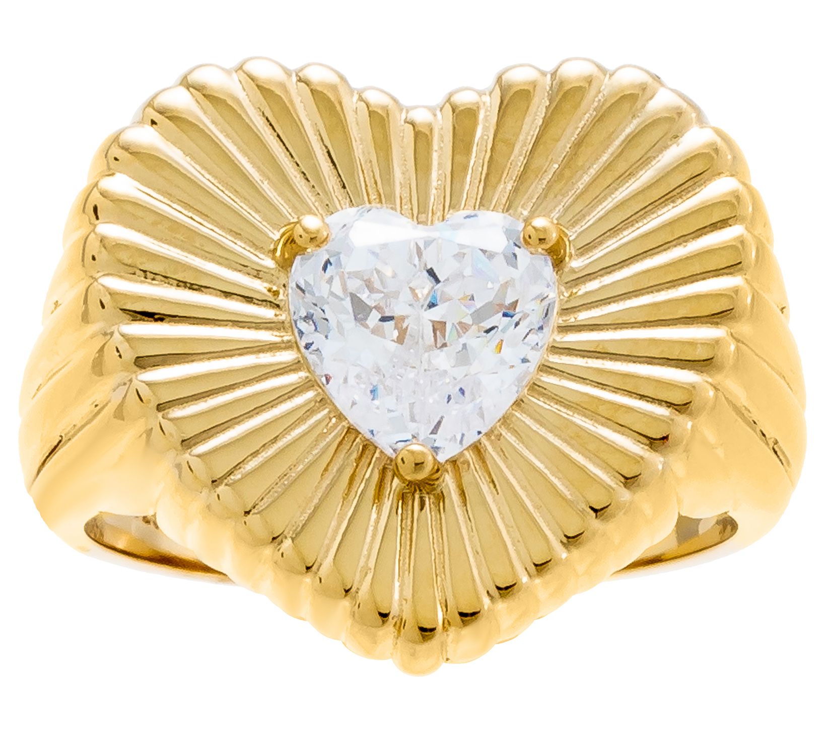 Diamonique x Jennifer Miller 1.60 cttw Heart Ri ng, Sterling - QVC.com