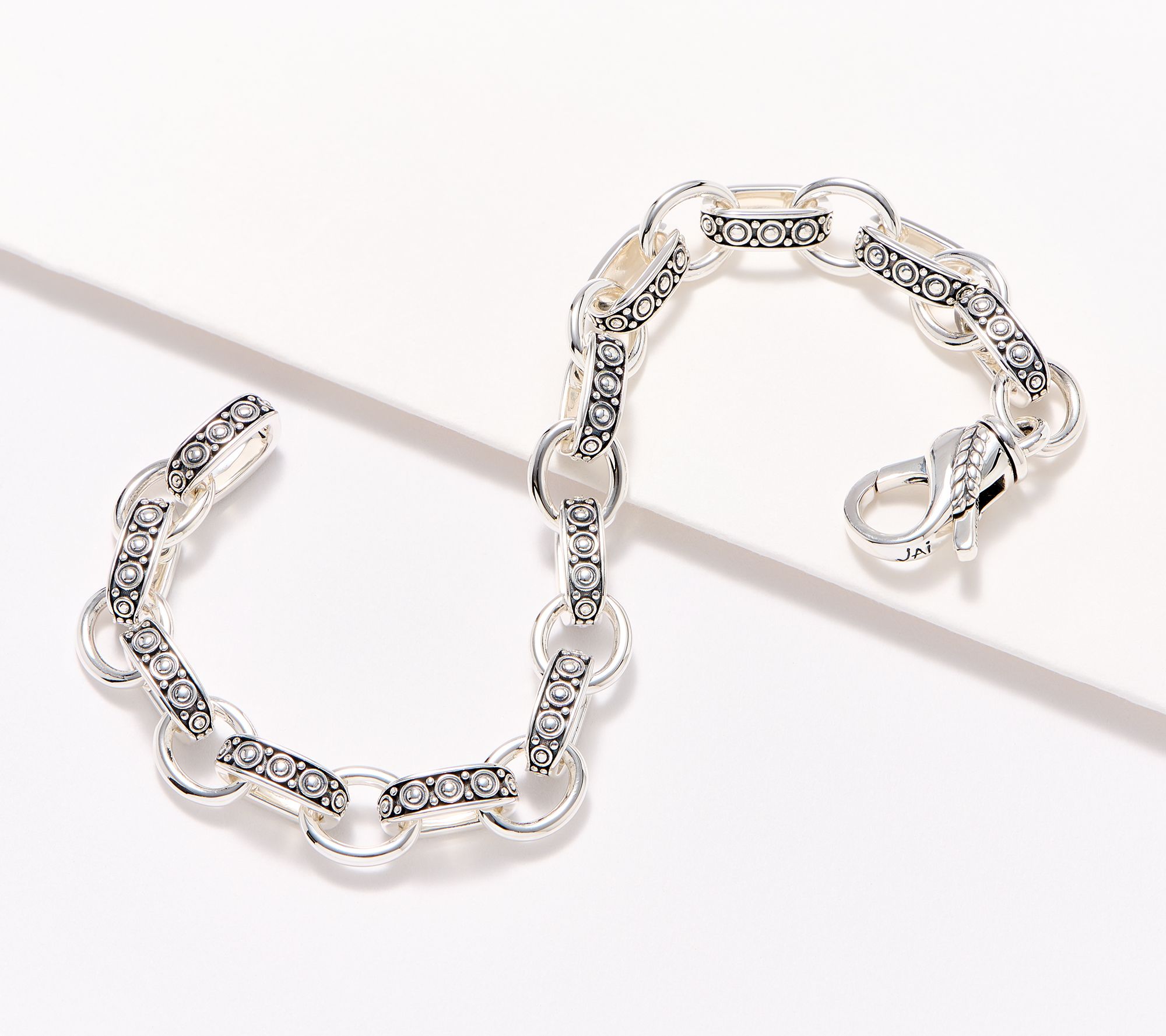 As Is JAI Sterling Silver Kalahari Link Bracelet 17.2 21.3g