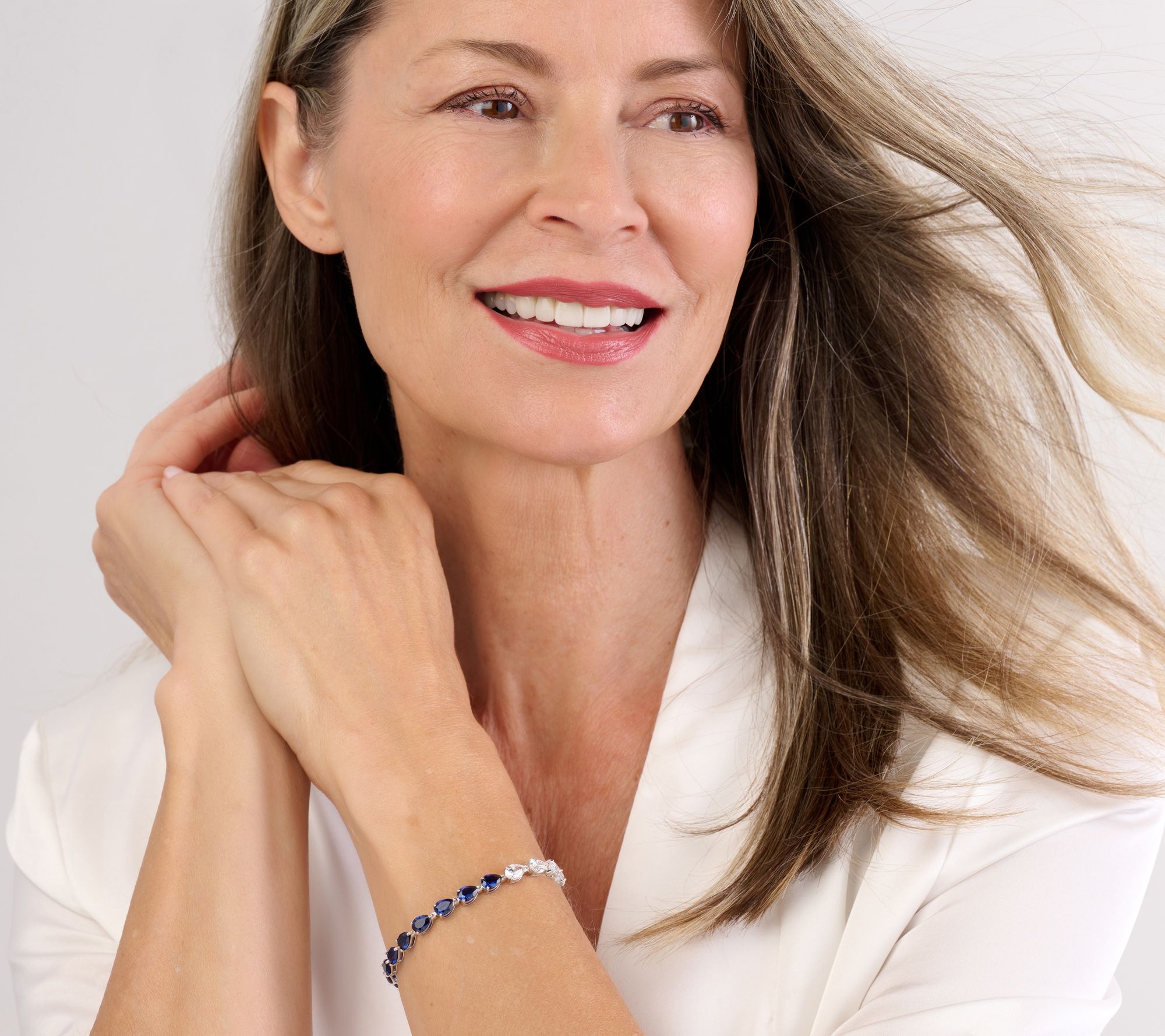 Diamonique x Jennifer Miller Pear Horizontal Line Bracelet, Sterling ...