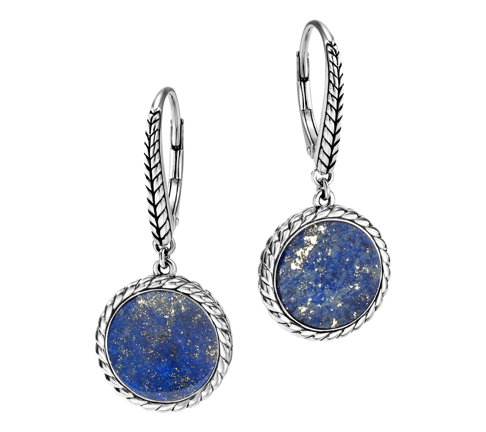 JAI Sterling Silver Gemstone Disc Lever Back Earrings - QVC.com