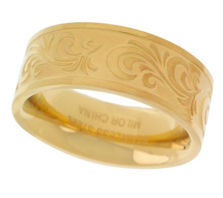 Steel by Design Silk Fit Scroll Design Ring Stainless Steel - QVC.com