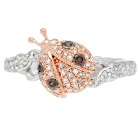 Lucky Ladybug Diamond Ring, Sterling, 1/4 cttw, by Affinity - QVC.com