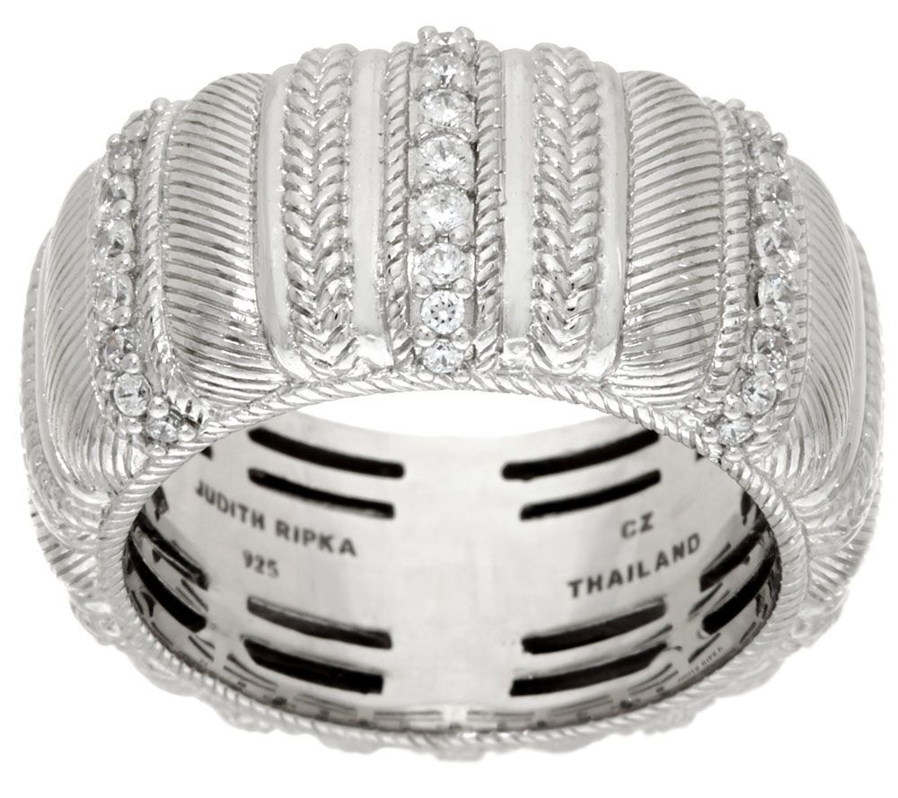 "As Is" Judith Ripka Sterling Ribbed 3/10cttw Diamonique Ring - QVC.com