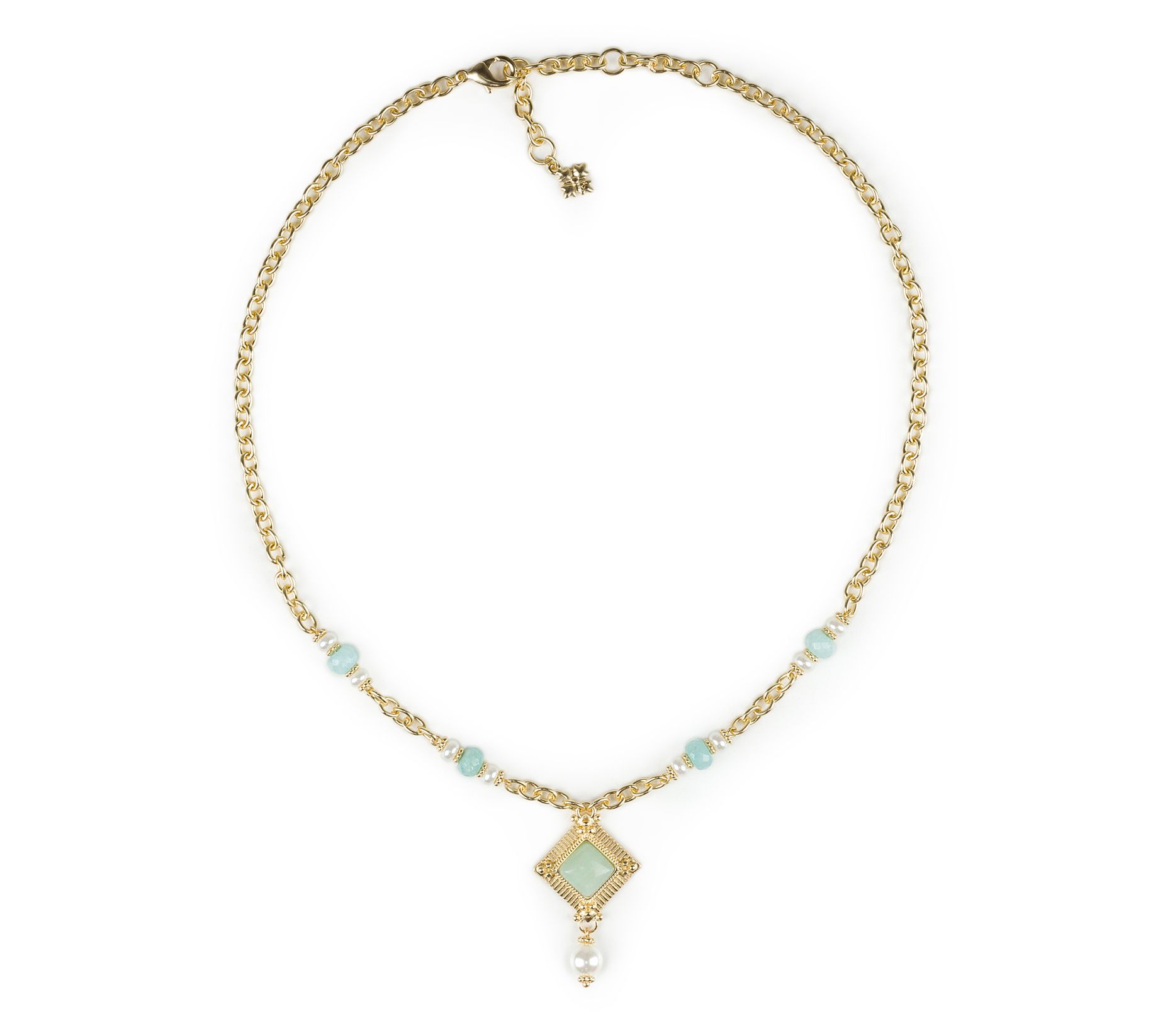 Patricia Nash Museum Simulated Pearl & Amazonite Necklace - QVC.com