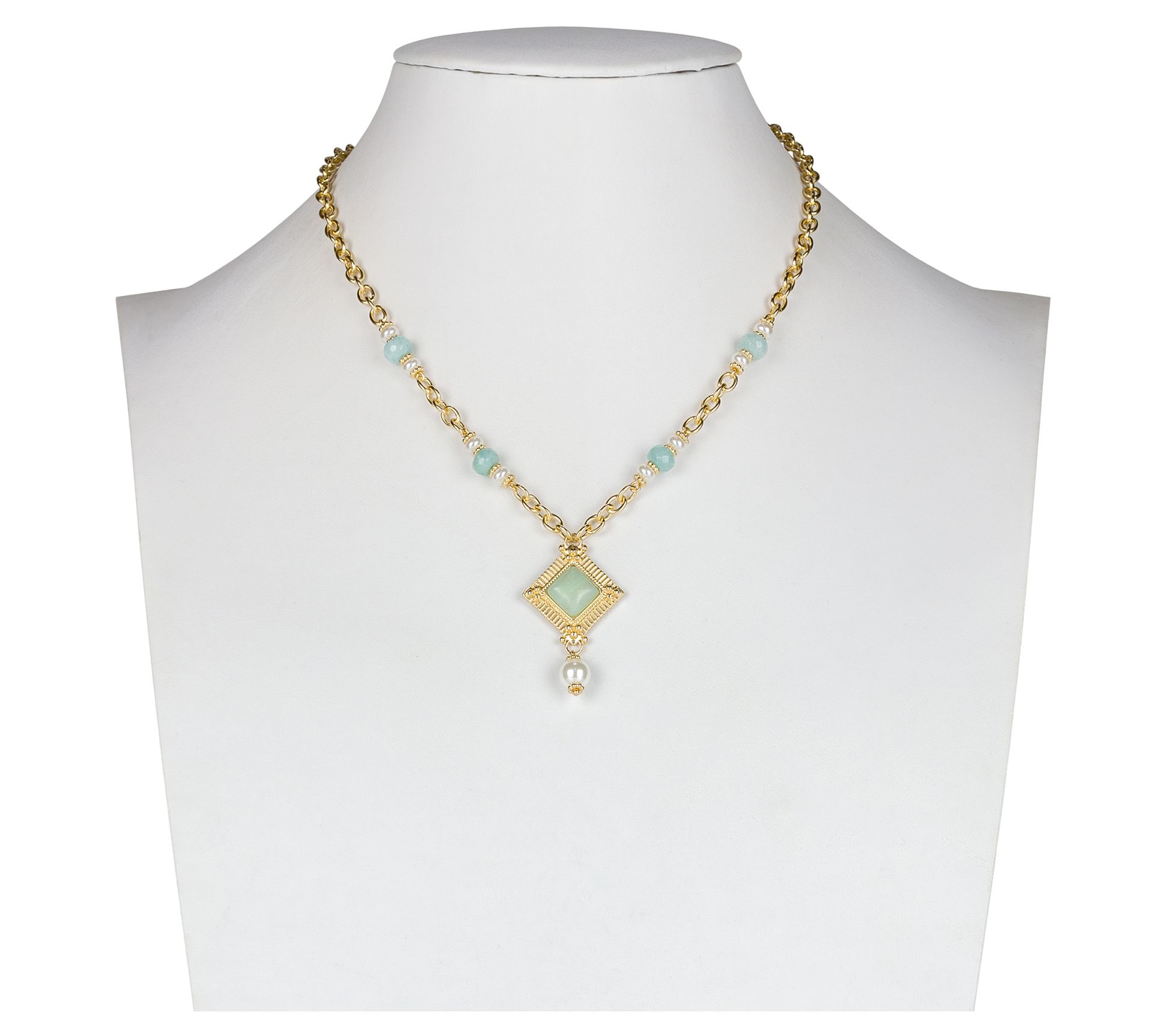 Patricia Nash Museum Simulated Pearl & Amazonite Necklace - QVC.com