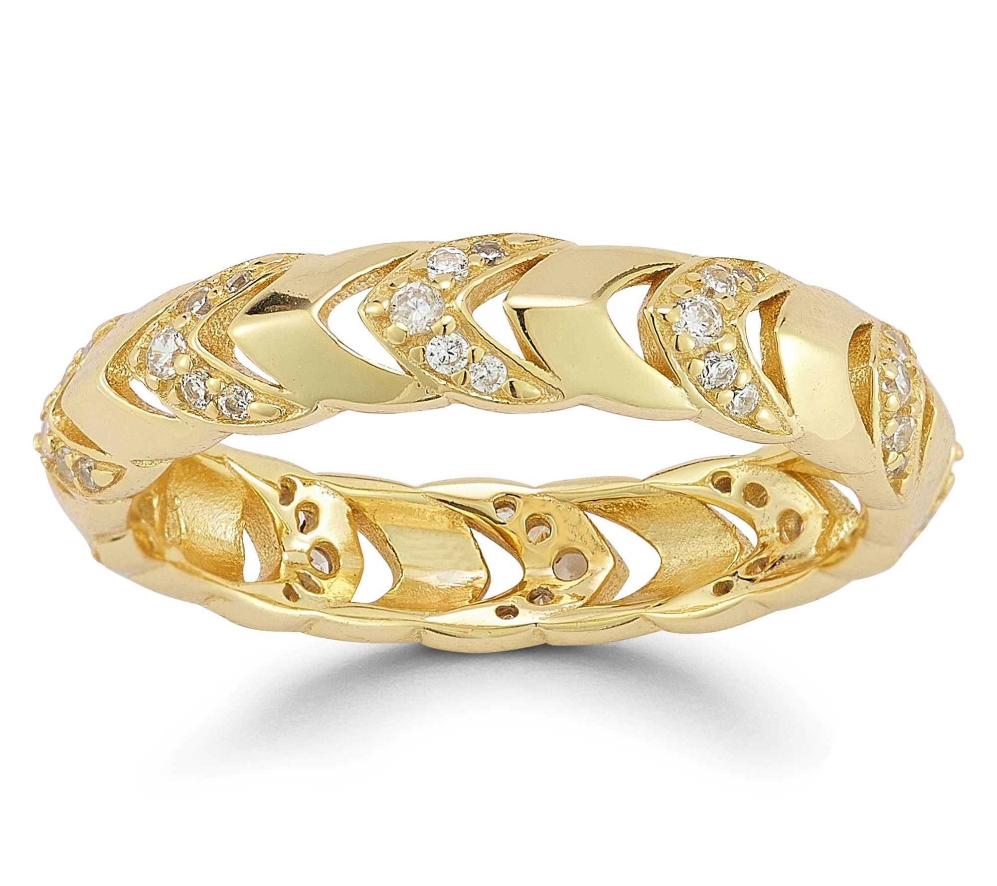 Sterlina Silver Pave Chevron Ring, Sterling - QVC.com