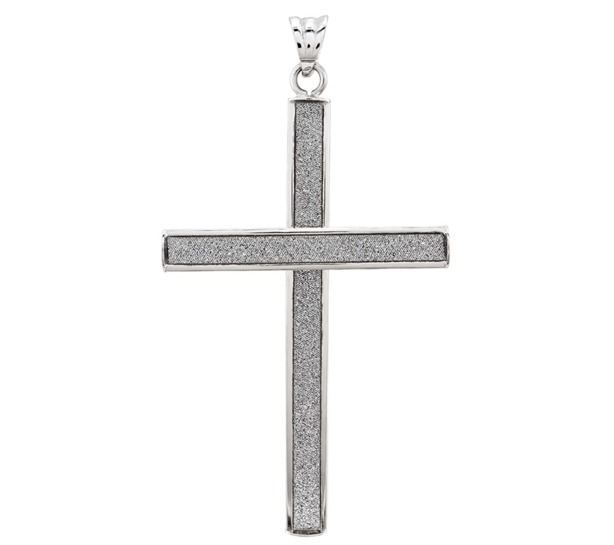 14K White Gold Glitter Infused Cross Pendant - QVC.com